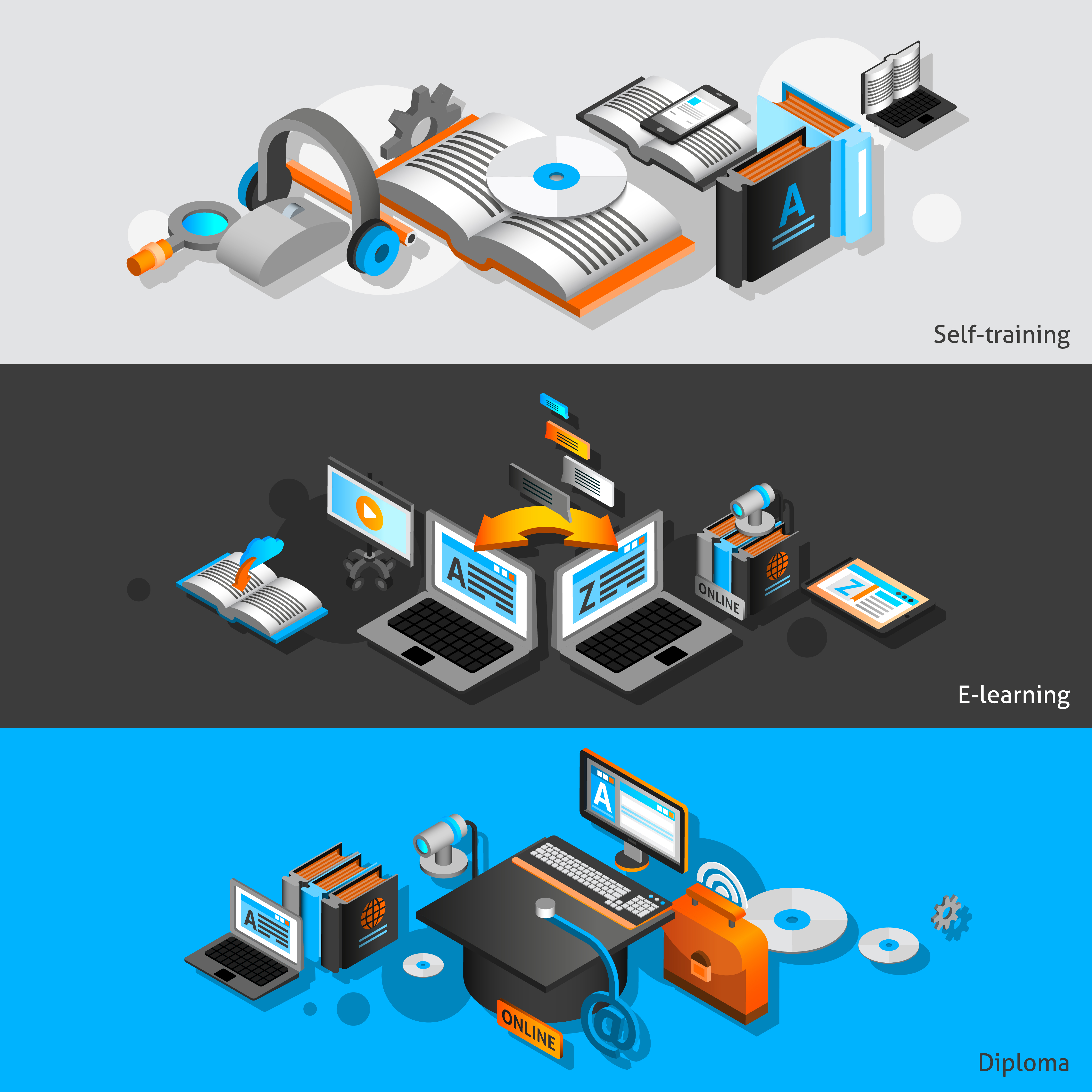 E-learning Isometric Banners 466696 Vector Art at Vecteezy