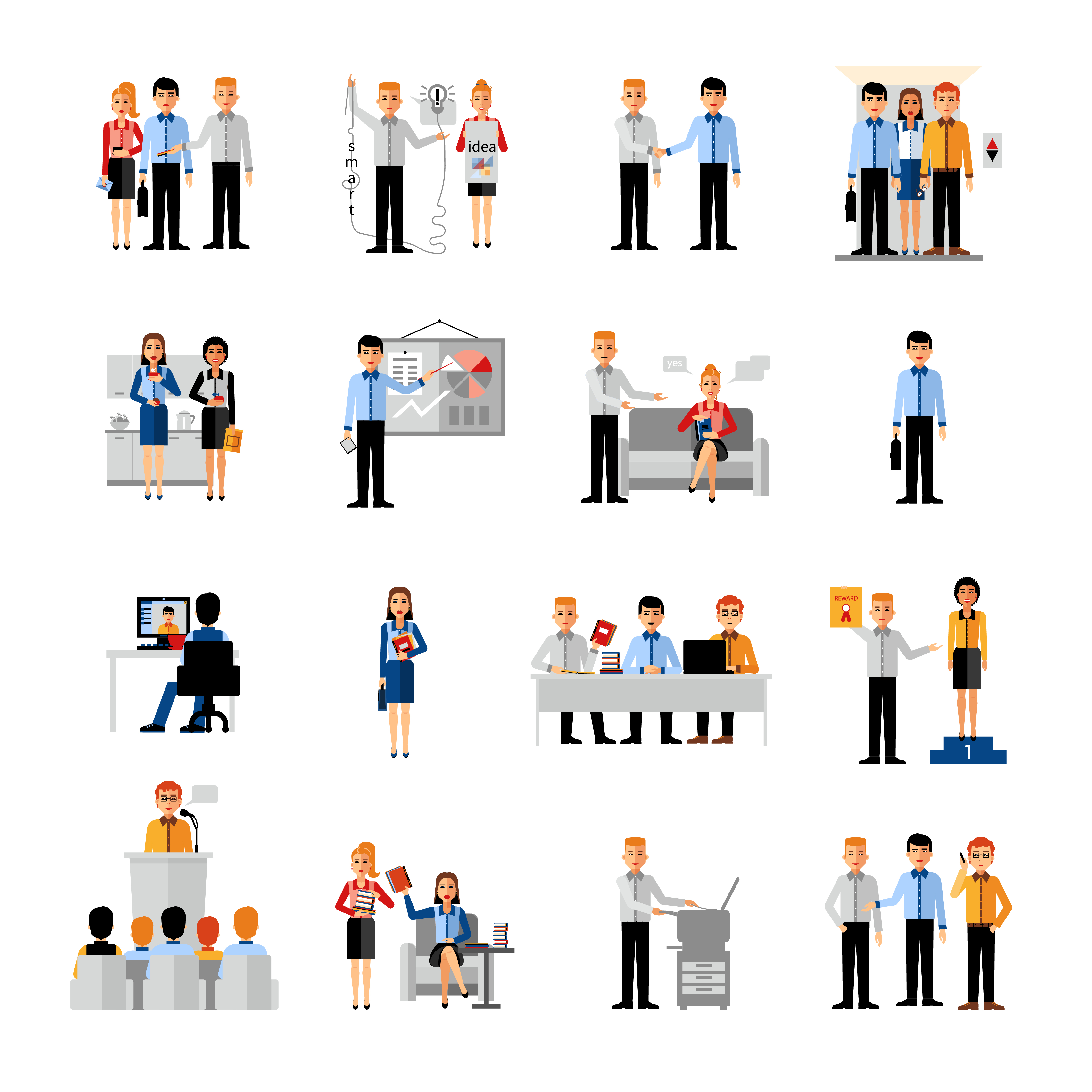Business People Workplace Set 466964 Vector Art at Vecteezy