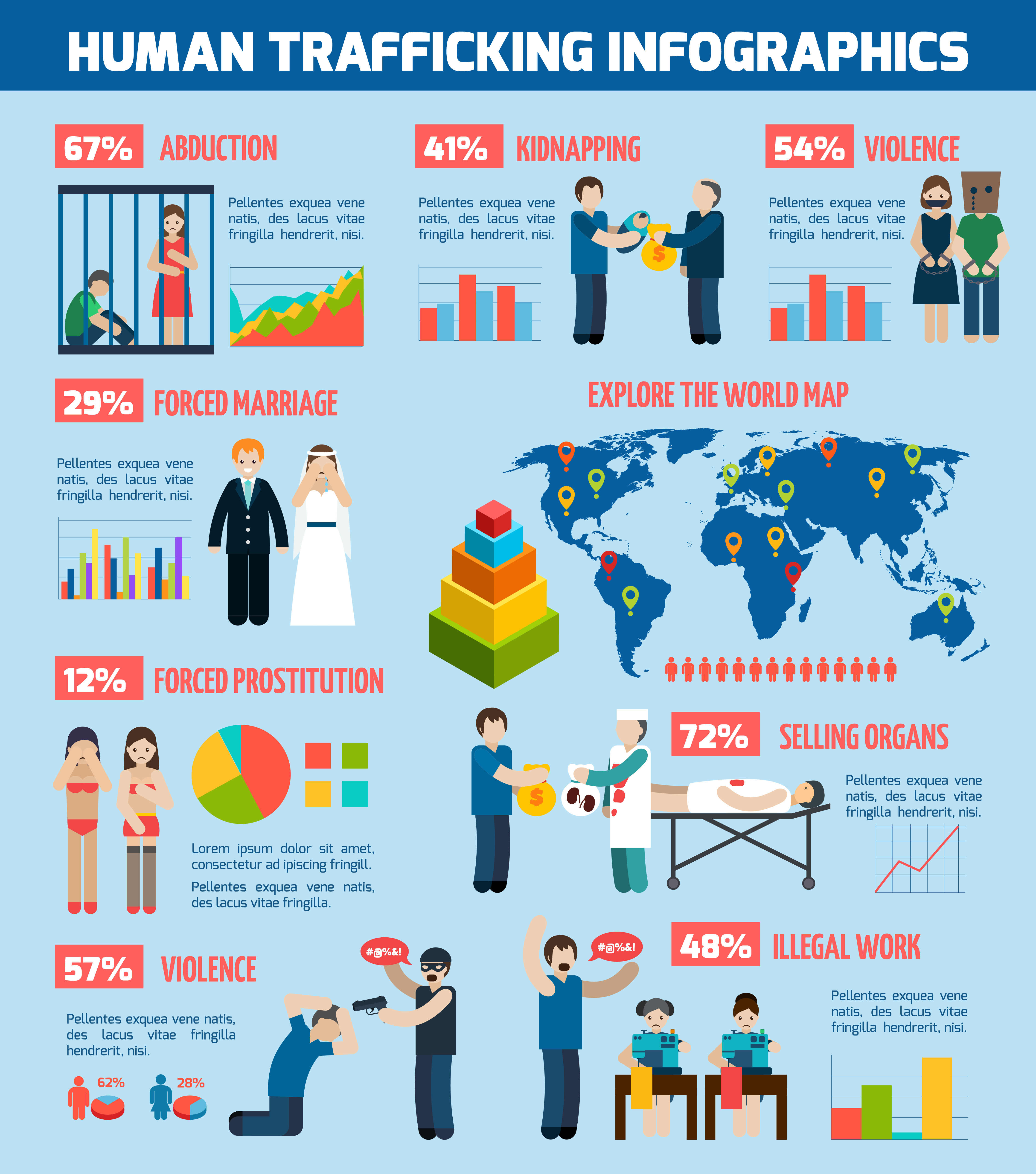 Human Trafficking Report Infographic Layout Chart 467049 Vector Art At