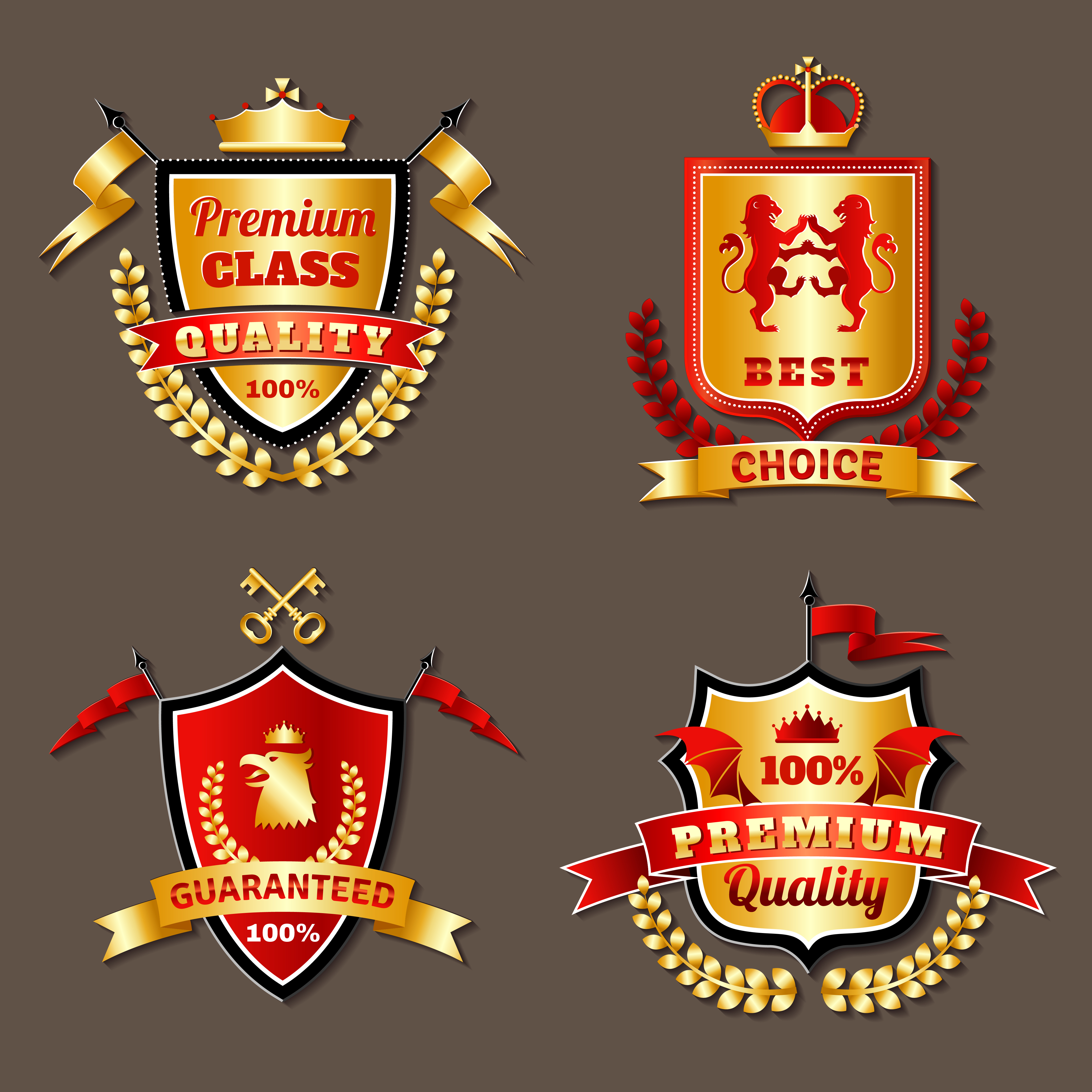 Heraldic Premium Realistic Emblems Set 467862 Vector Art At Vecteezy