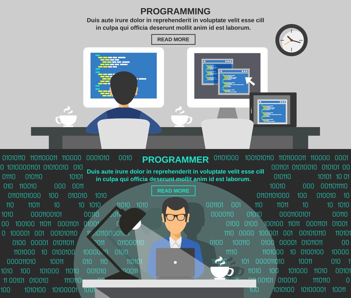 Programmer Banner Set 467968 Vector Art at Vecteezy