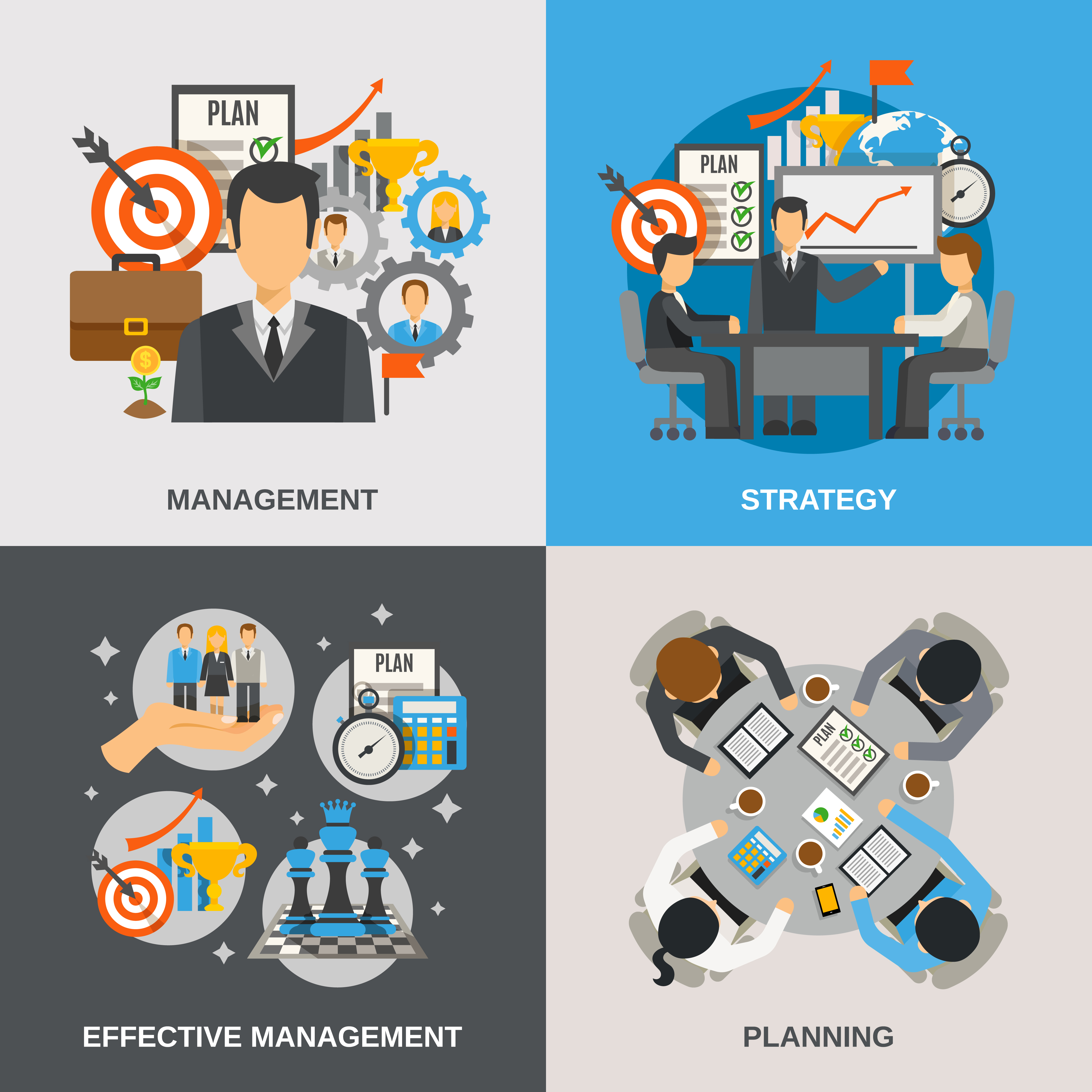 Management Flat Set 468034 Vector Art at Vecteezy