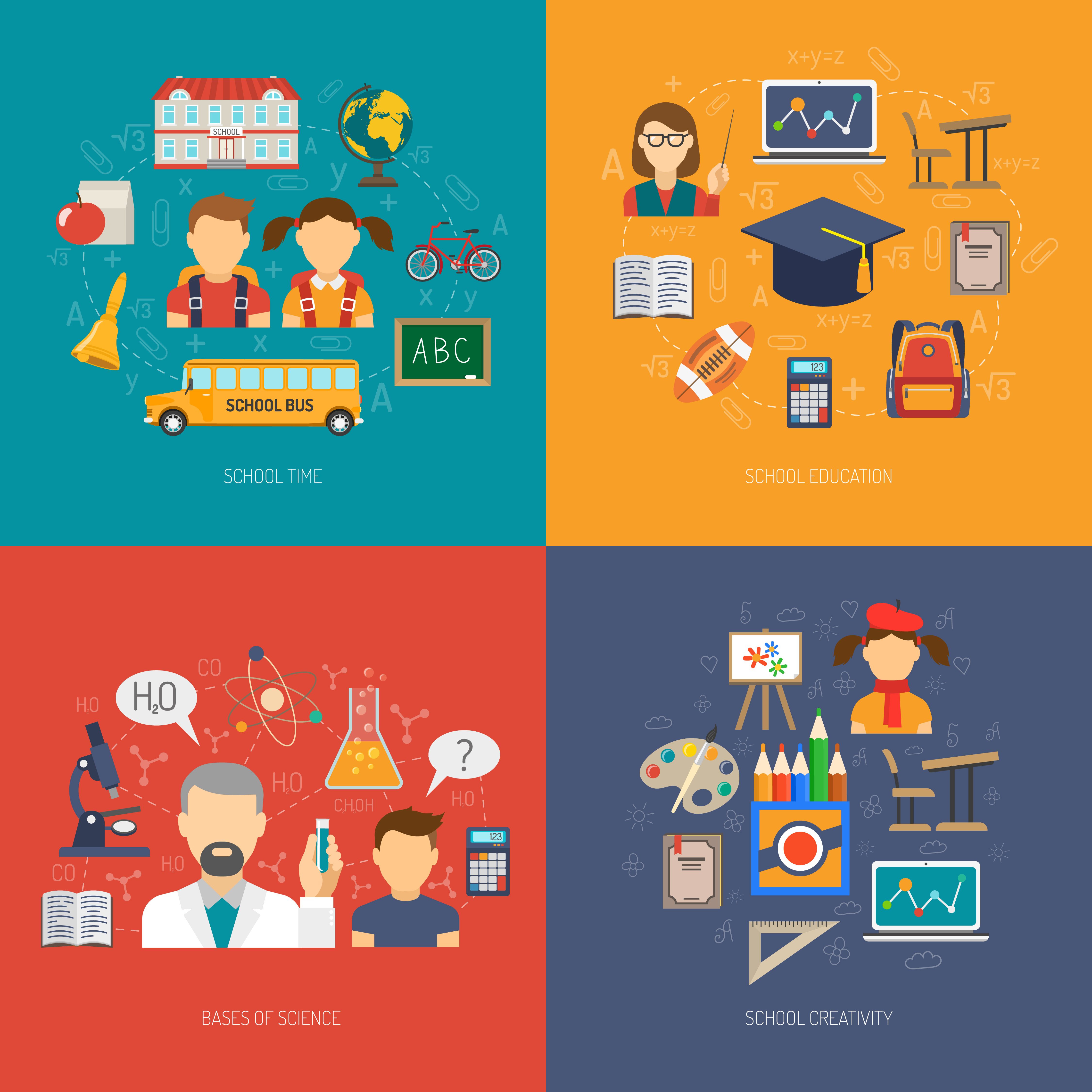 Education Flat Set 468214 Vector Art at Vecteezy