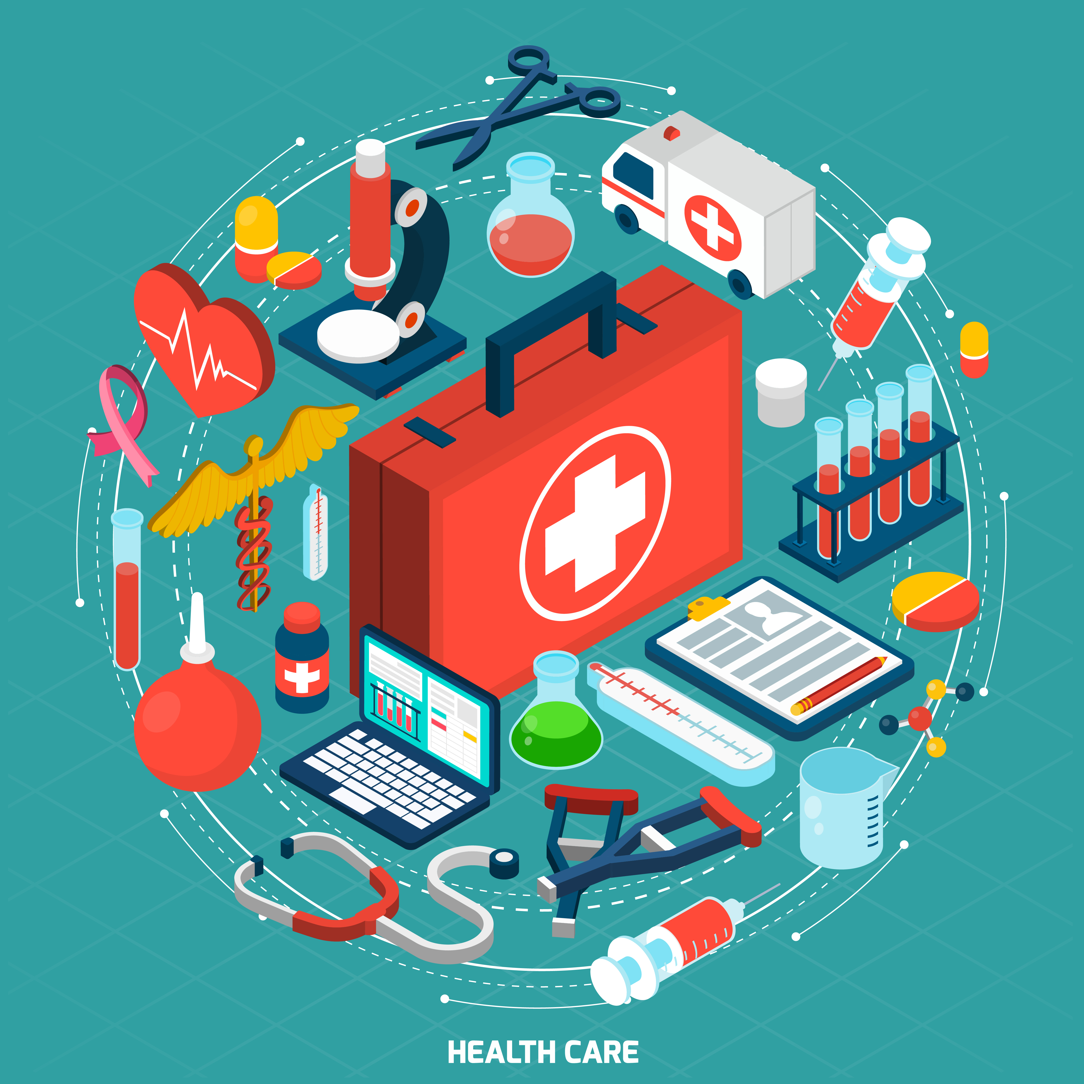 Healthcare Concept Isometric Icon 468227 Vector Art At Vecteezy
