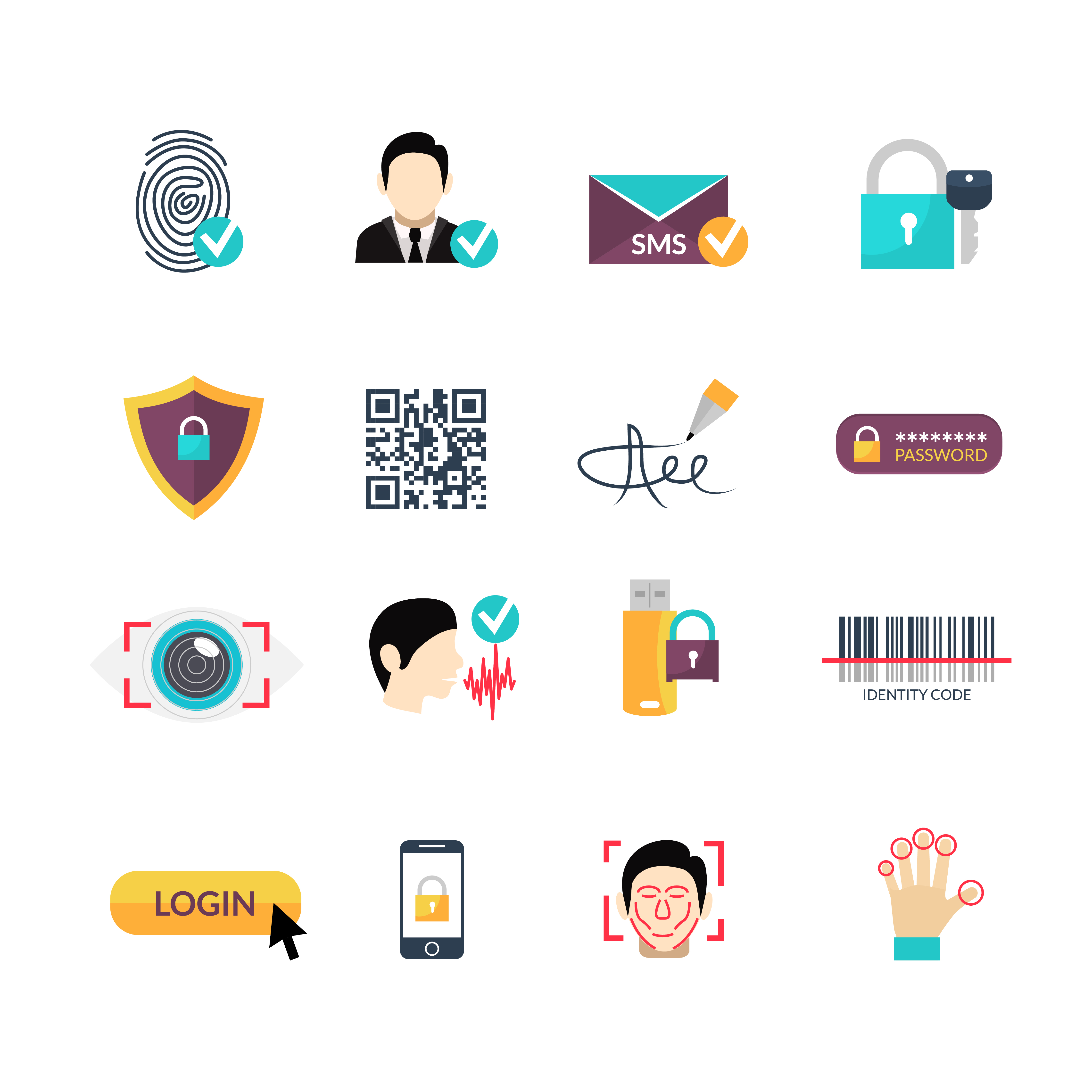 Verification secure methods flat icons set 468310 Vector Art at Vecteezy