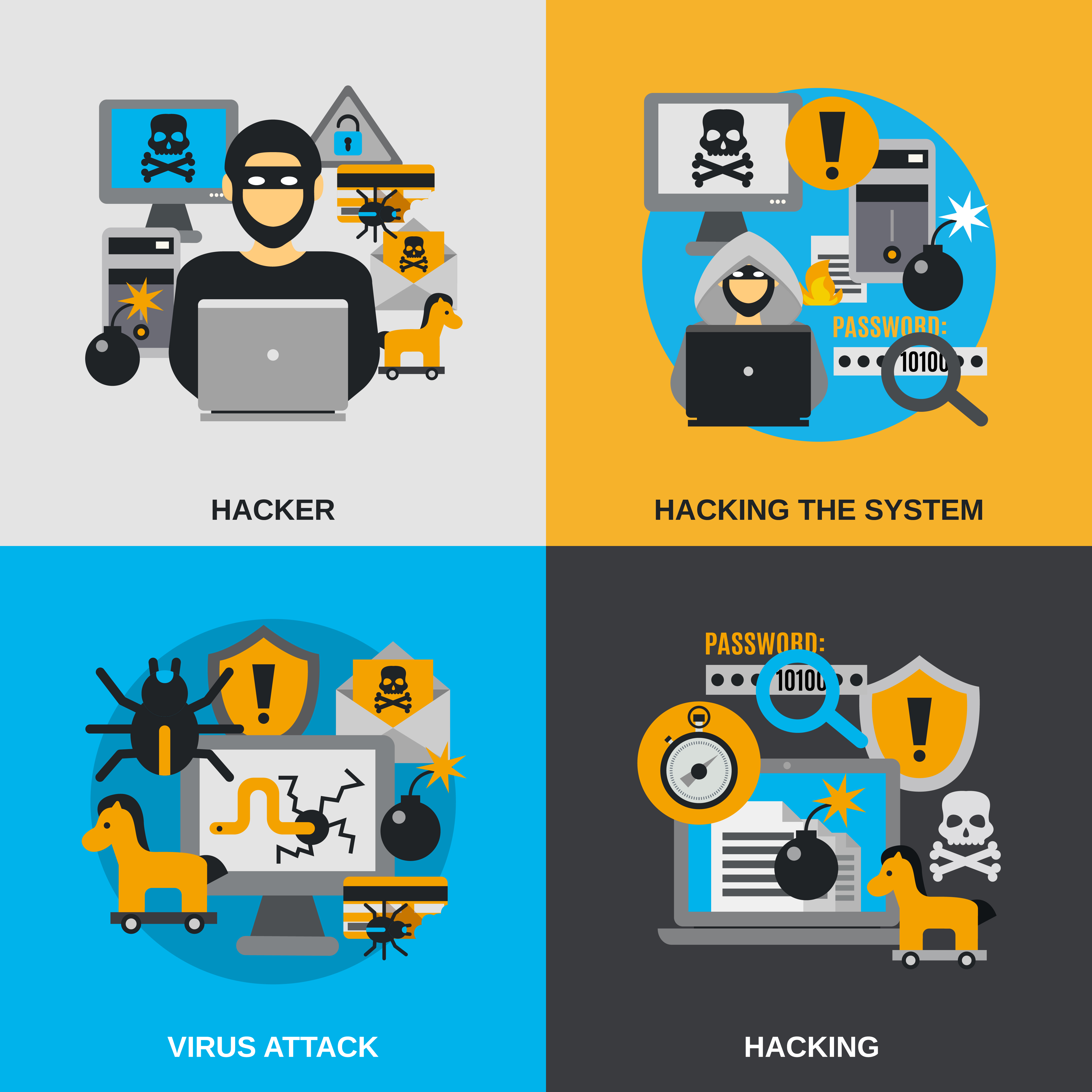 Hacker Flat Set 468720 Vector Art At Vecteezy