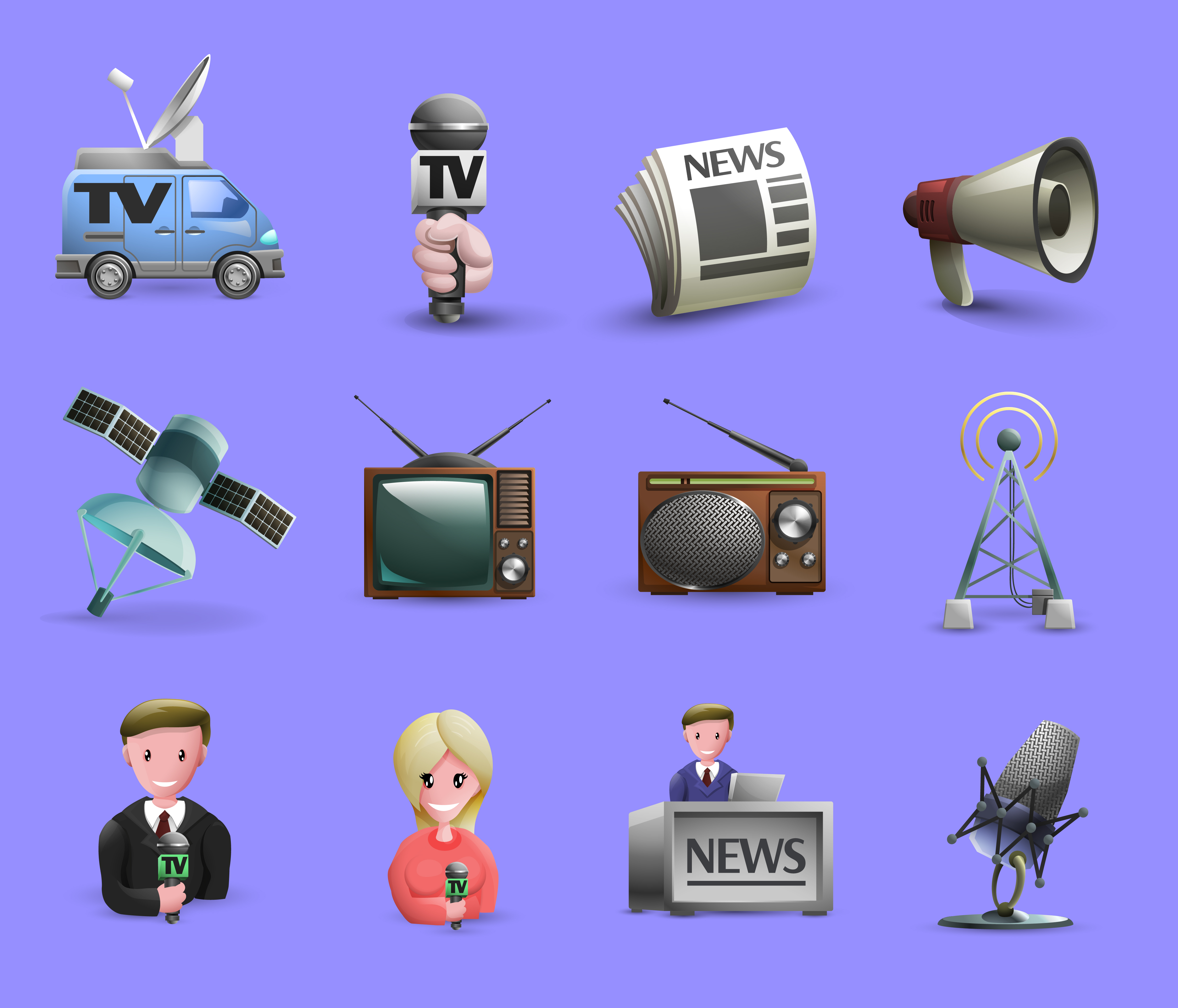 Mass Media Icons Set 468755 Vector Art At Vecteezy