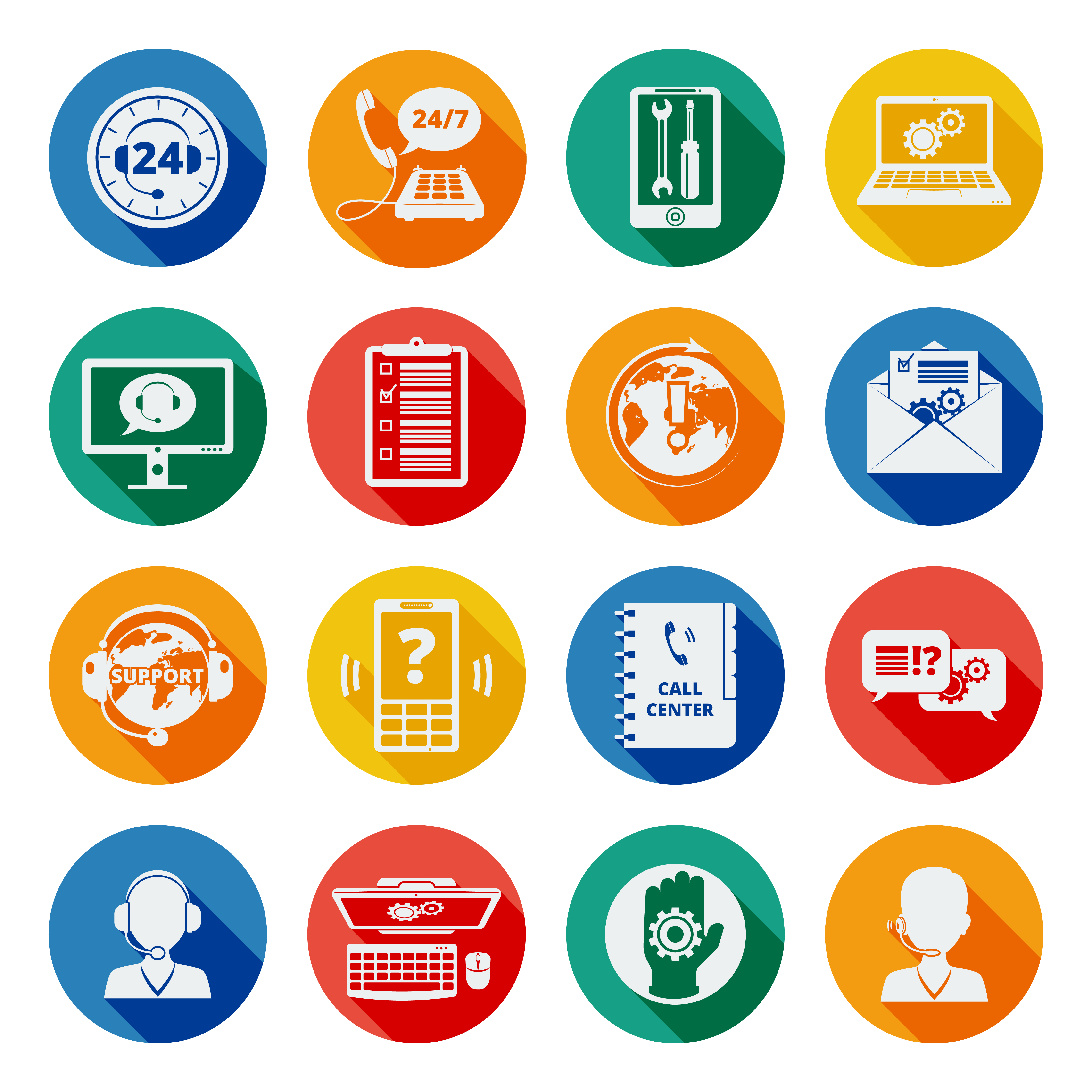 Support icons flat set 468776 Vector Art at Vecteezy