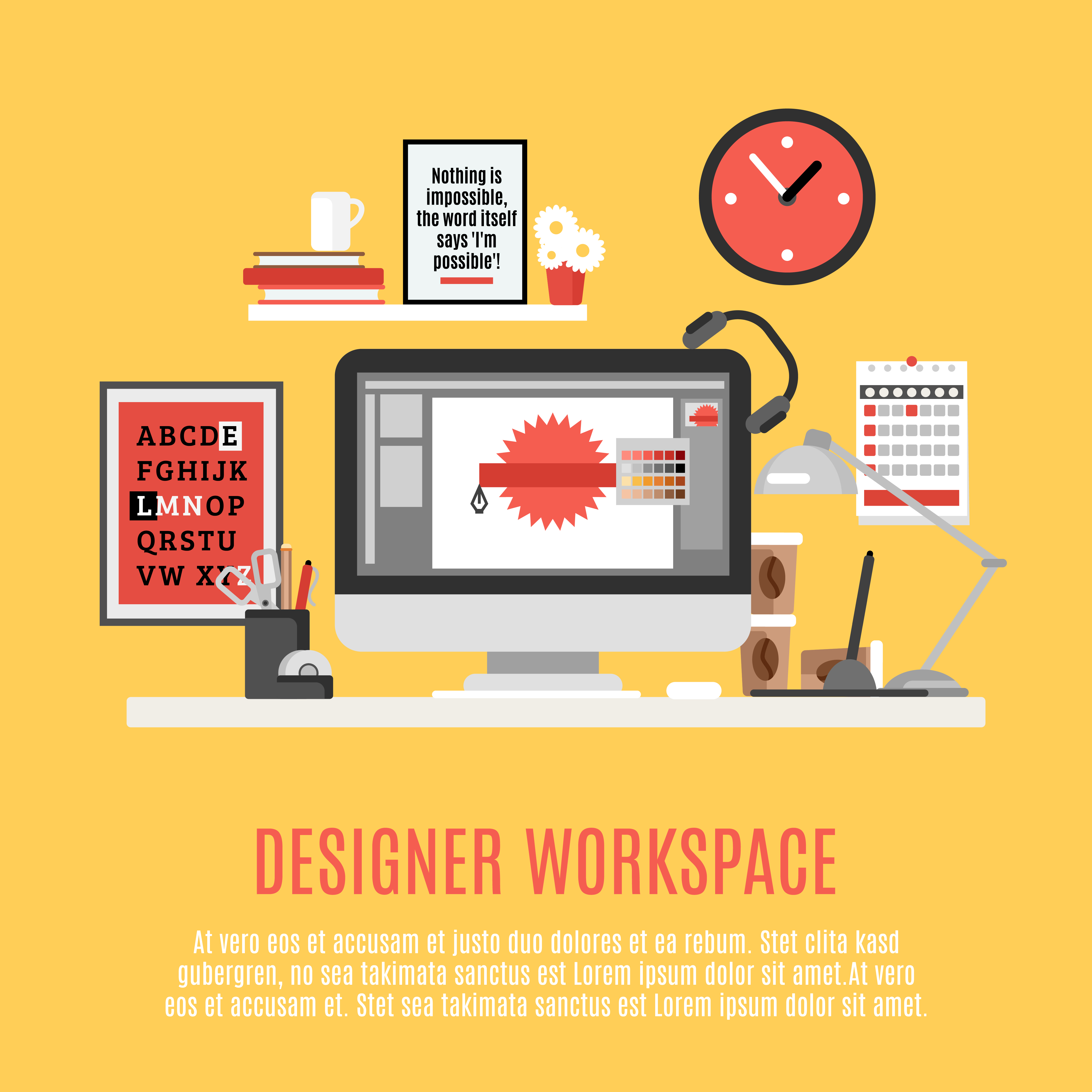 Designer Workspace Illustration 468860 Vector Art At Vecteezy