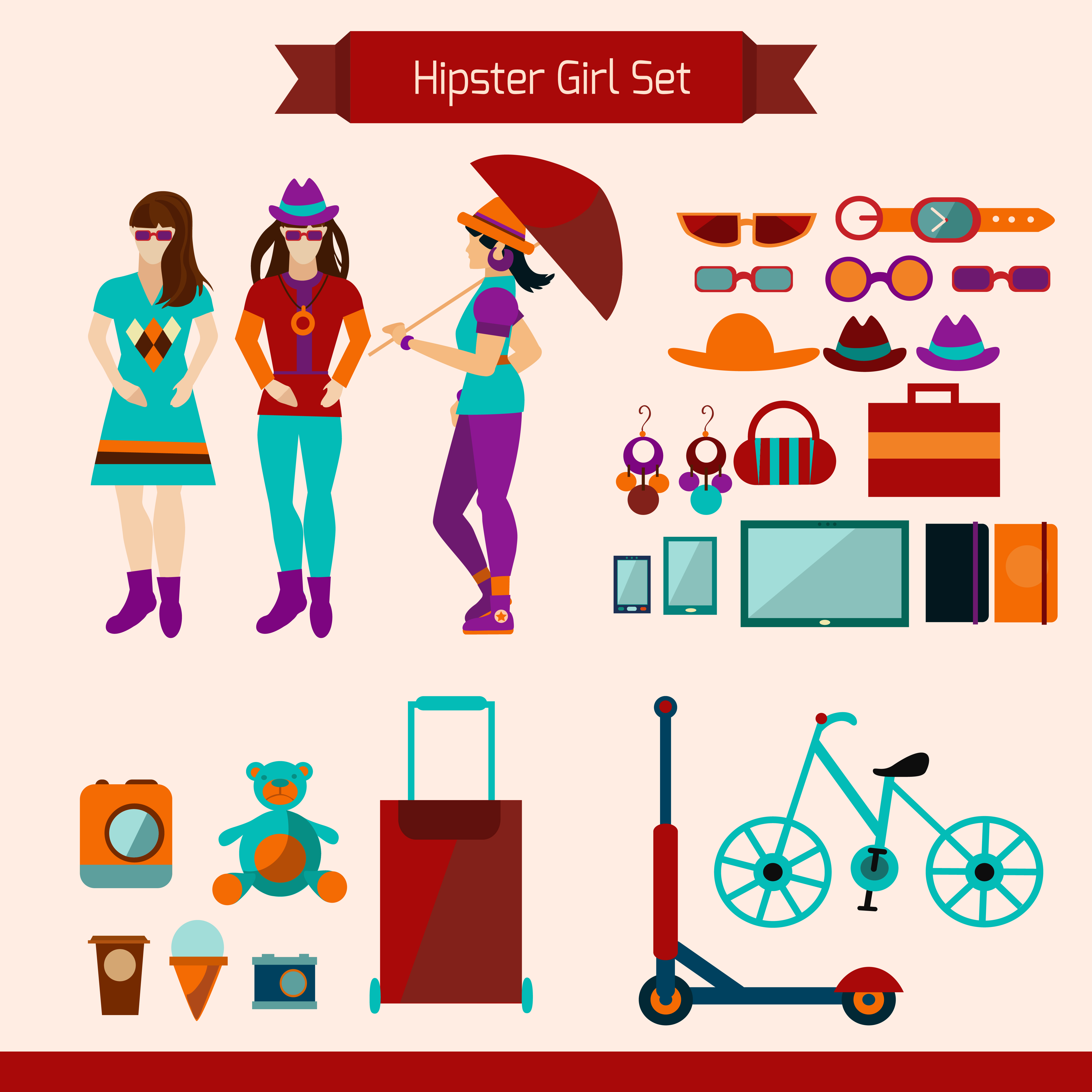 Hipster Girl Set 468994 Vector Art at Vecteezy Hipster Girl Set 468994 Vector Art at Vecteezy