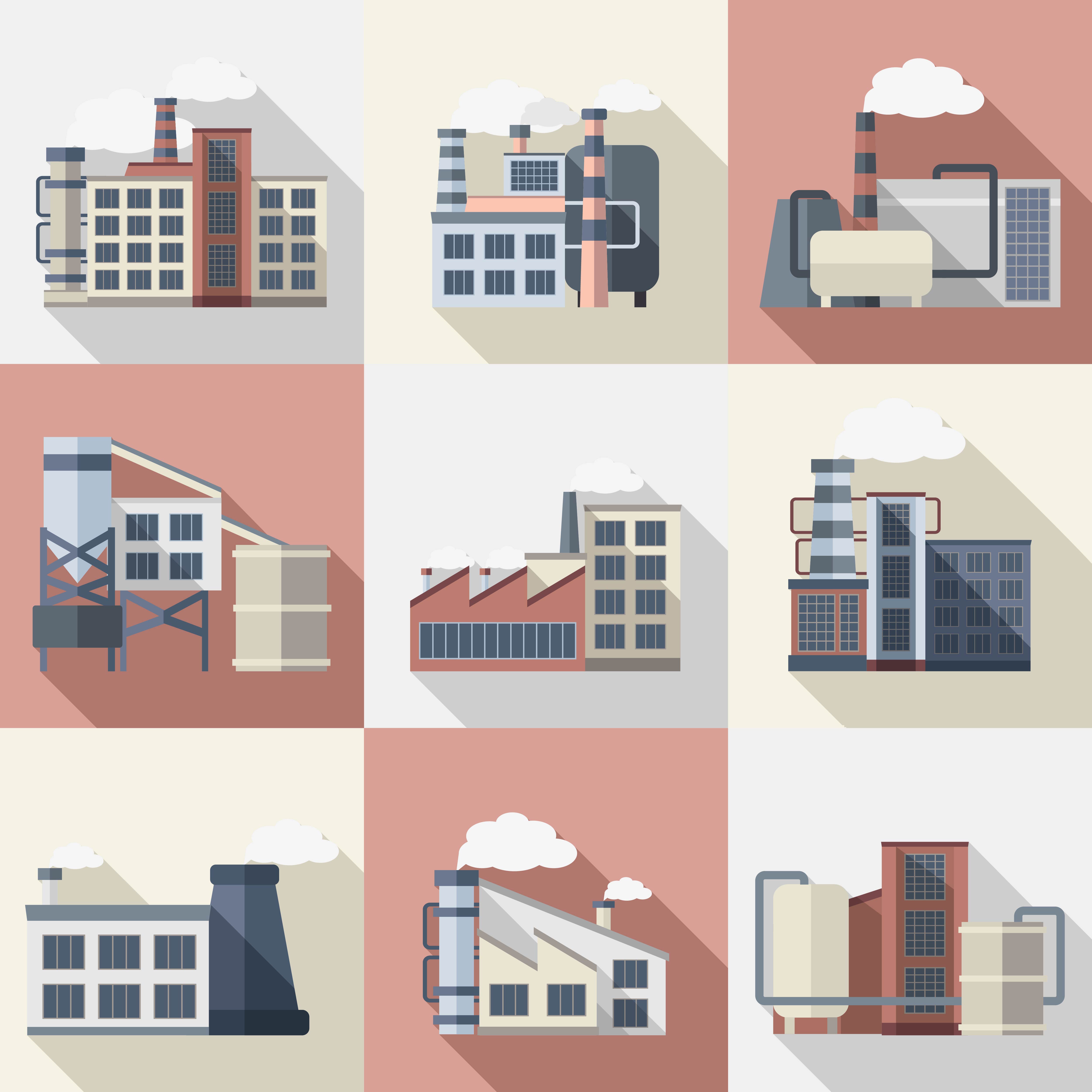 Industrial Buildings Set 469652 Vector Art at Vecteezy