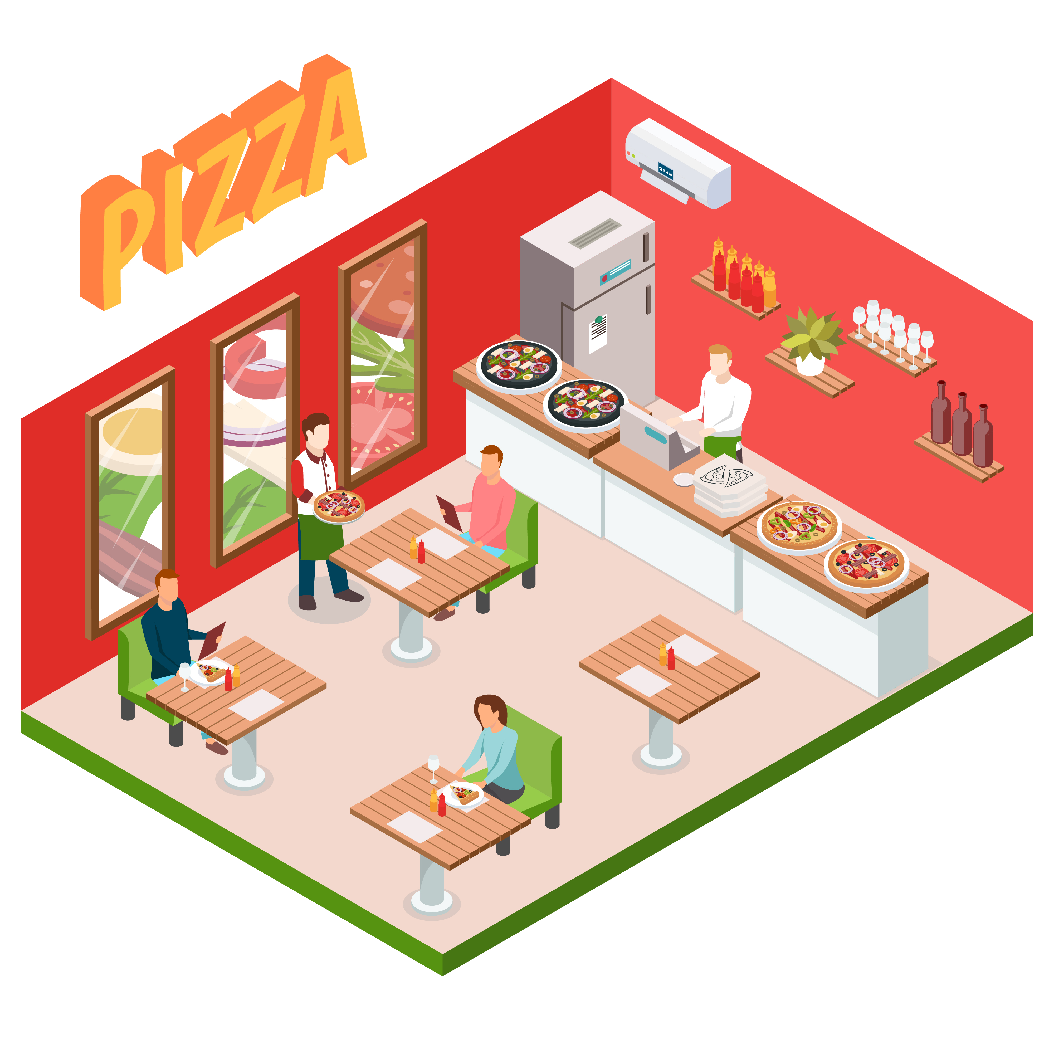 Fondo isométrico pizzería 470317 Vector en Vecteezy Fondo isométrico pizzería 470317 Vector en Vecteezy