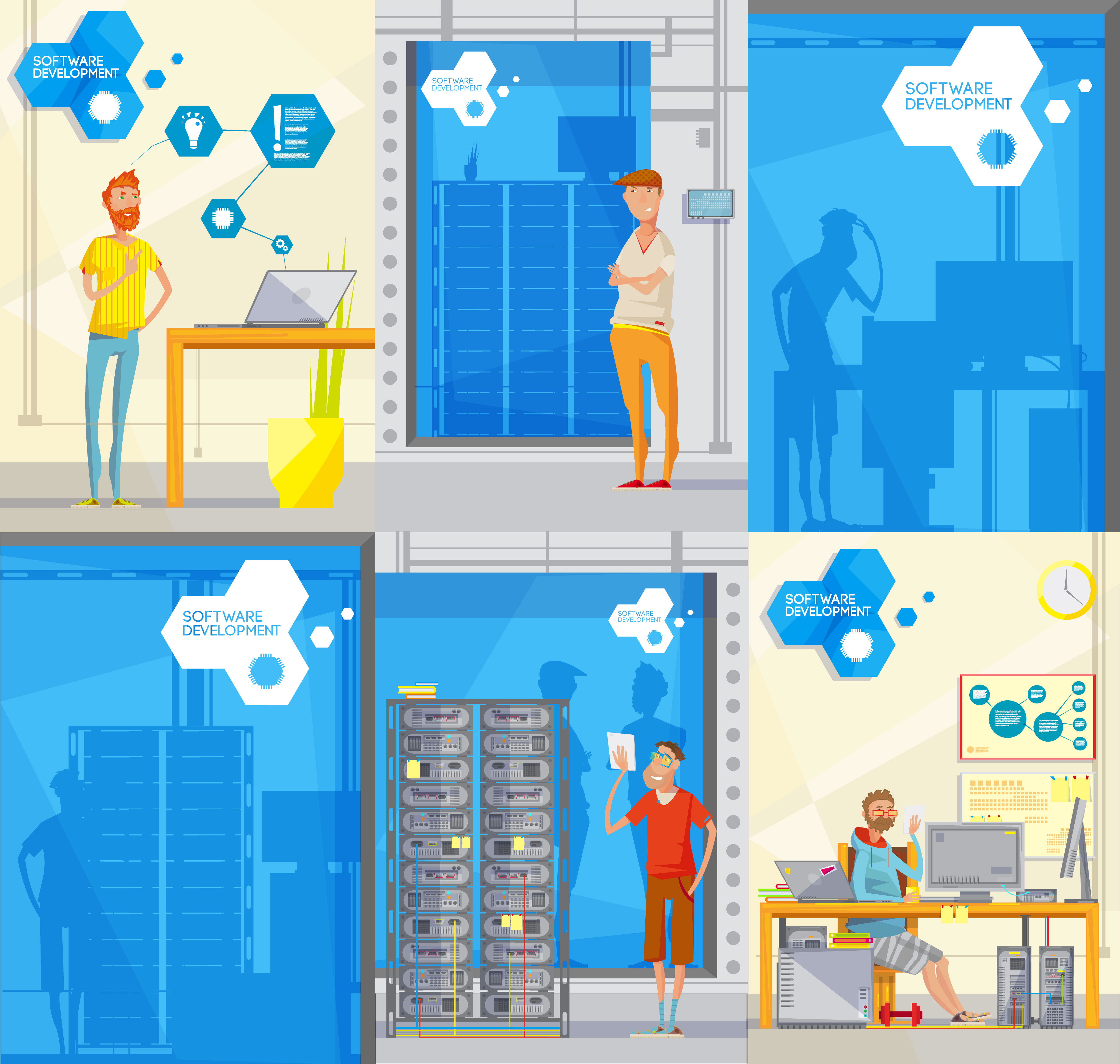 Software Development Posters Set 471109 Vector Art at Vecteezy