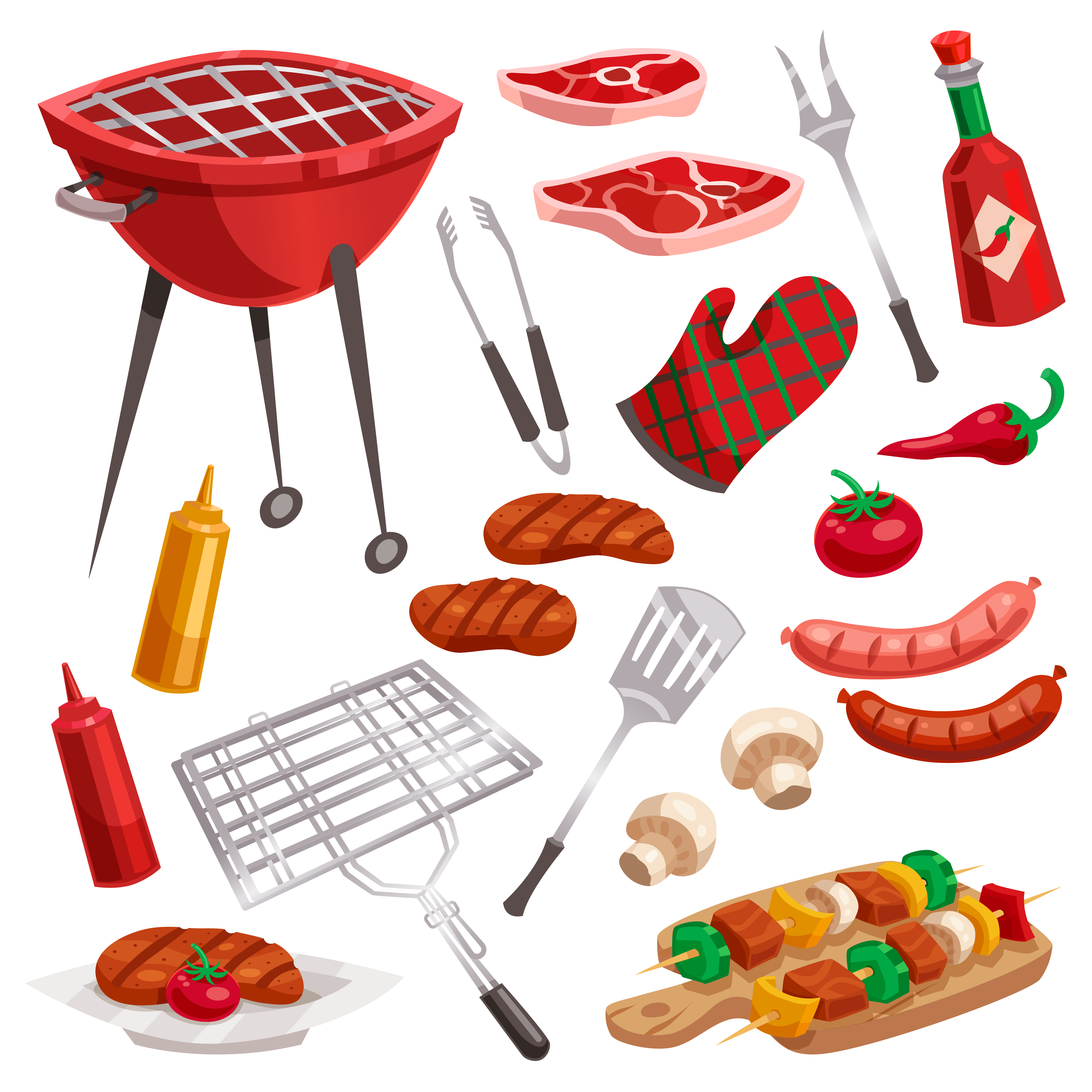 BBQ Grill Elements Set 471221 Vector Art at Vecteezy BBQ Grill Elements Set 471221 Vector Art at Vecteezy