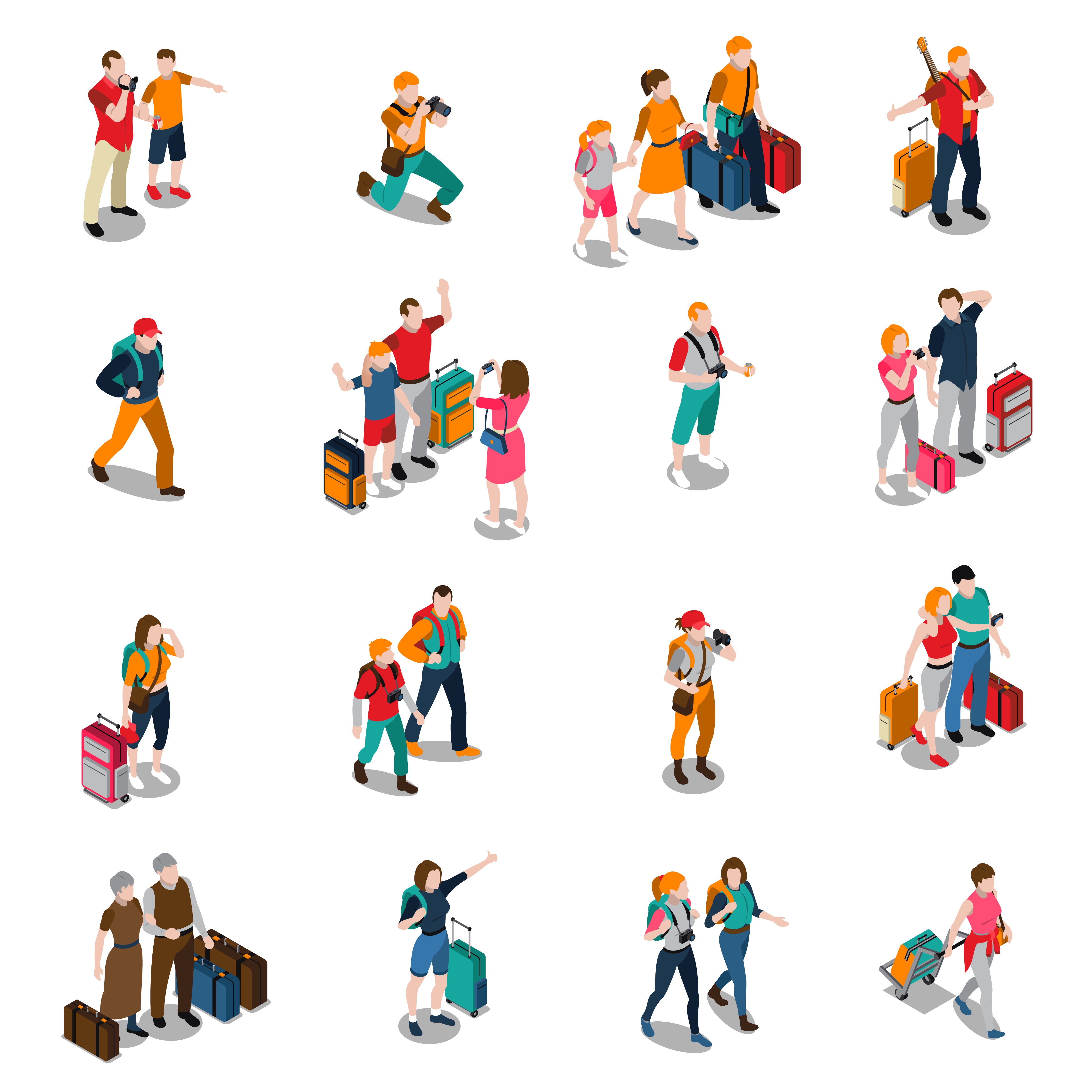 Travel People Isometric Icons 472131 Vector Art At Vecteezy