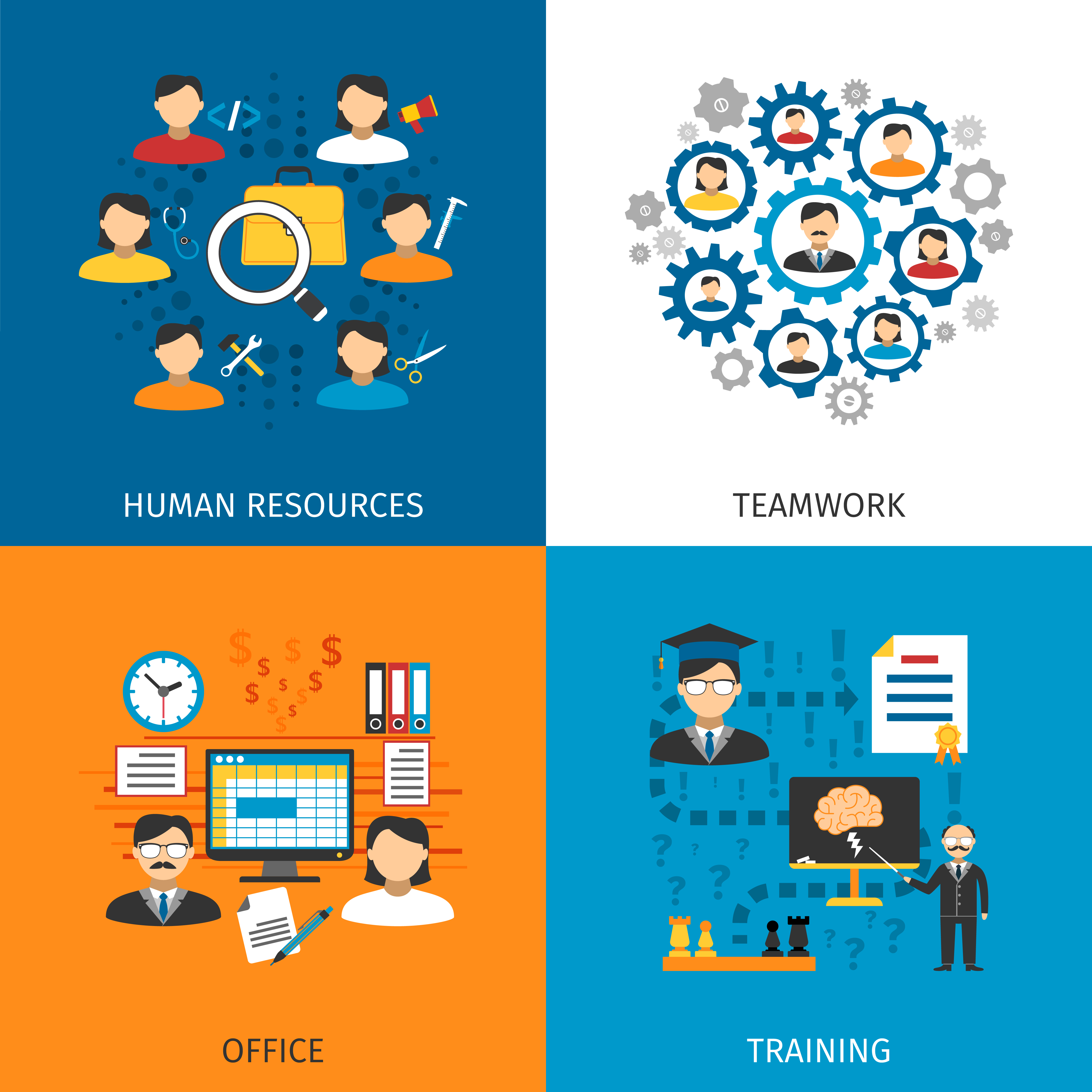 Human Resources Concept 4 Flat Icons 472353 Vector Art at Vecteezy Human Resources Concept 4 Flat Icons 472353 Vector Art at Vecteezy