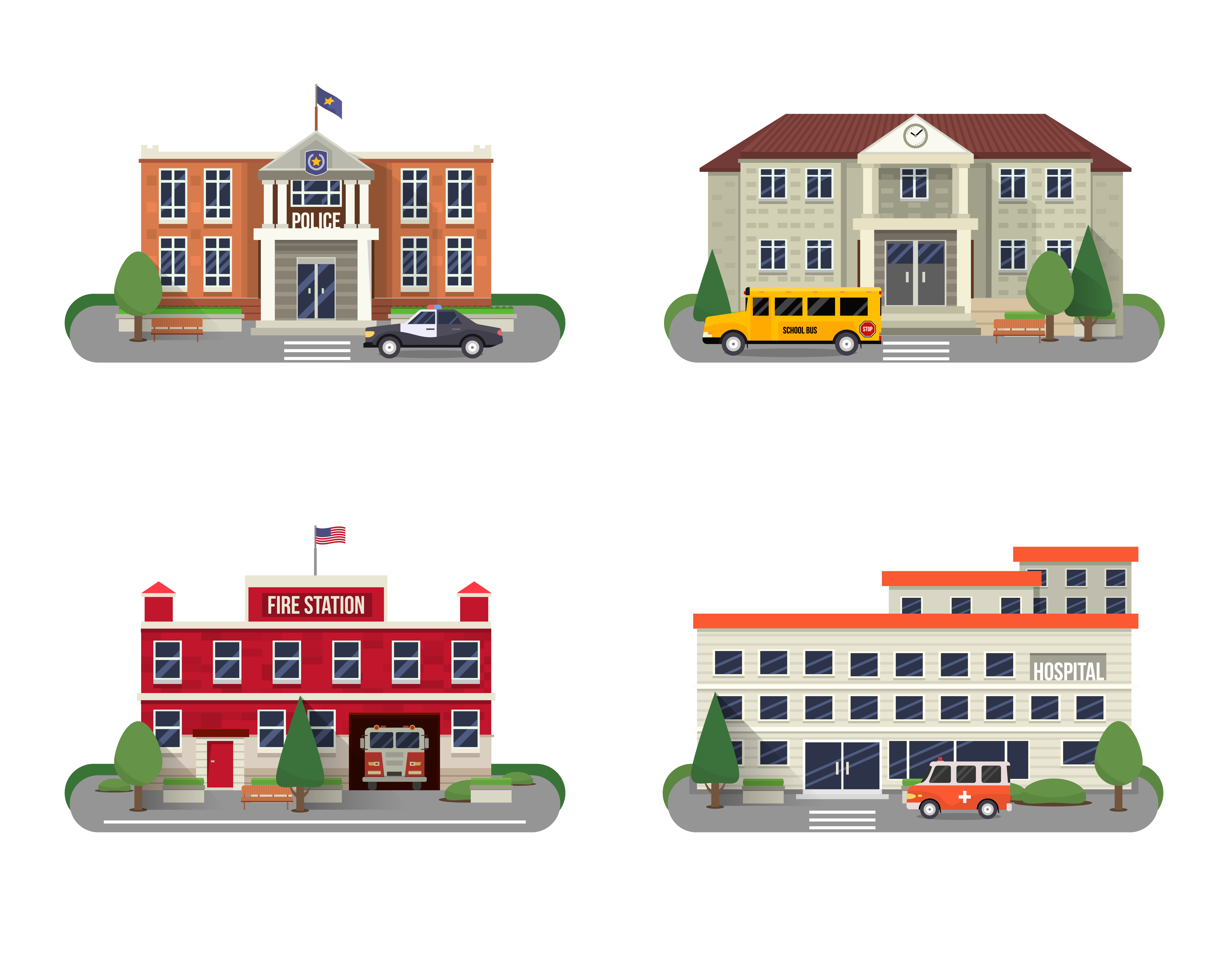 Municipal buildings set 472562 Vector Art at Vecteezy