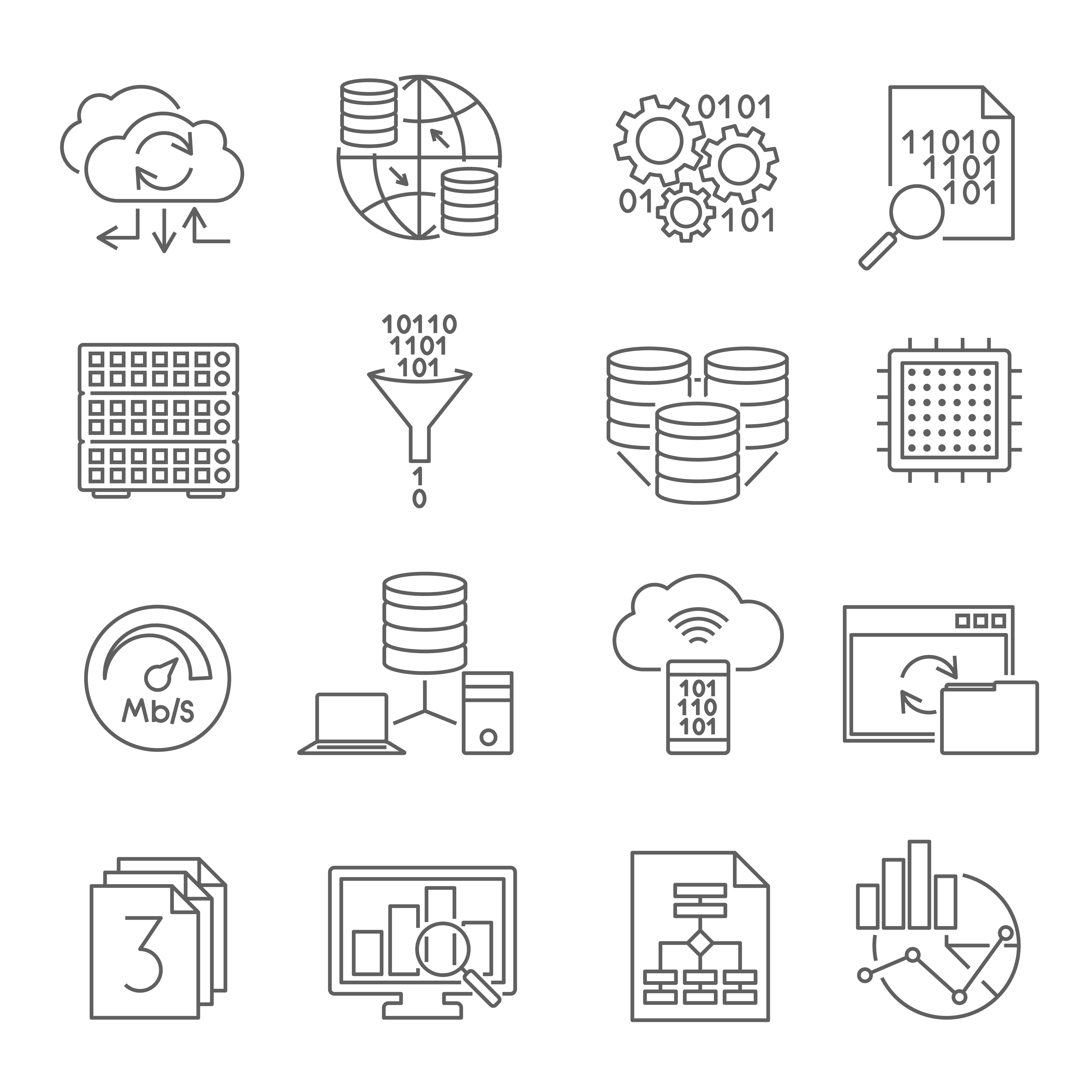 Database Analytics Line Icons Set 472824 Vector Art At Vecteezy