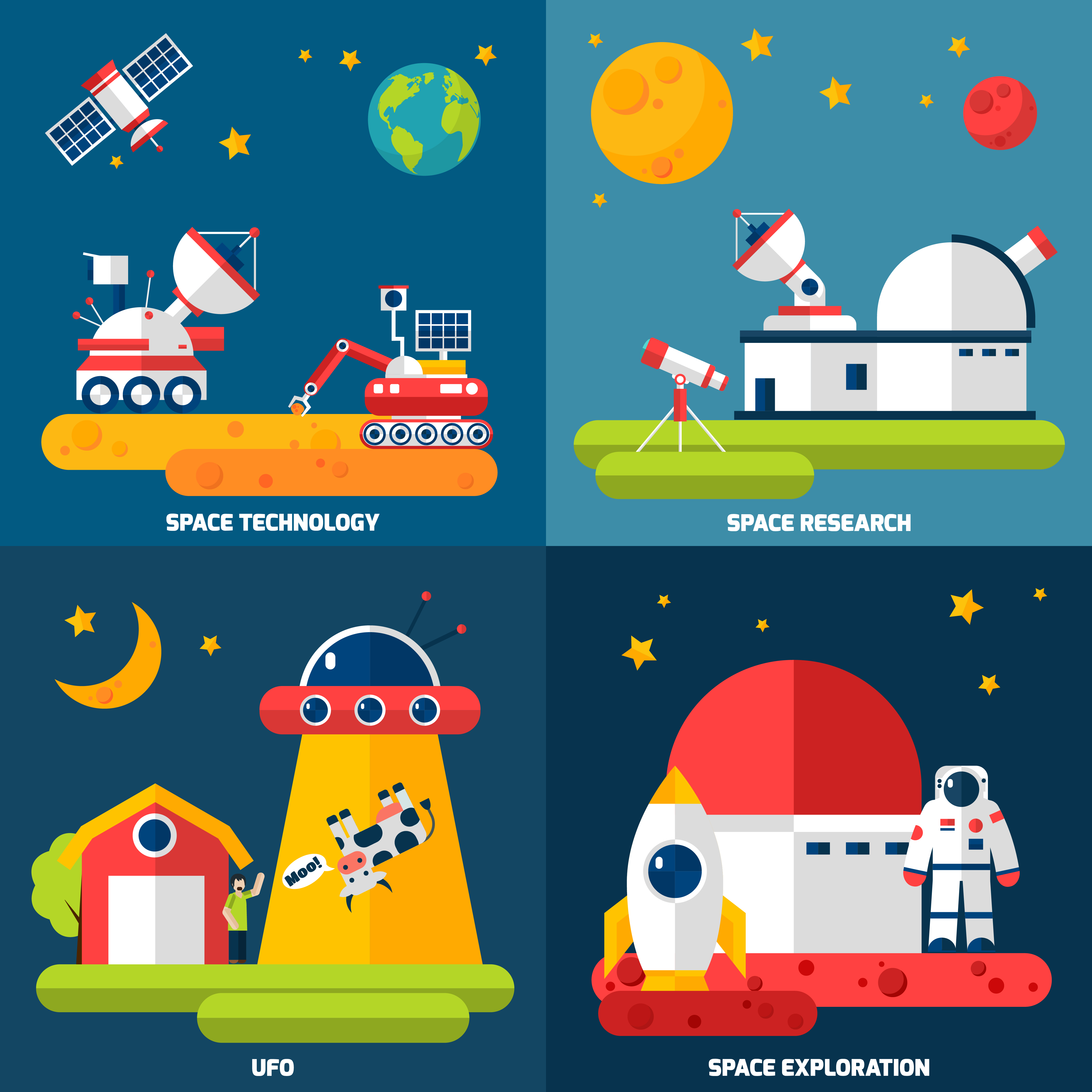 Space Exploration 4 Flat Icons Square 473041 Vector Art at Vecteezy Space Exploration 4 Flat Icons Square 473041 Vector Art at Vecteezy