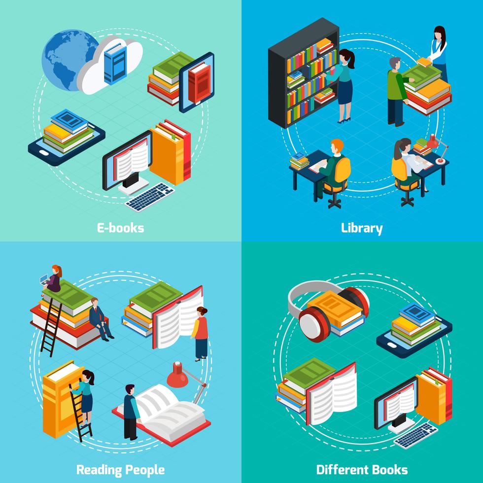 Library Isometric 2x2 Compositions 474474 Vector Art at Vecteezy