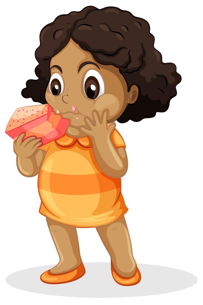 Cute Girl Eating Cake 474541 Vector Art At Vecteezy