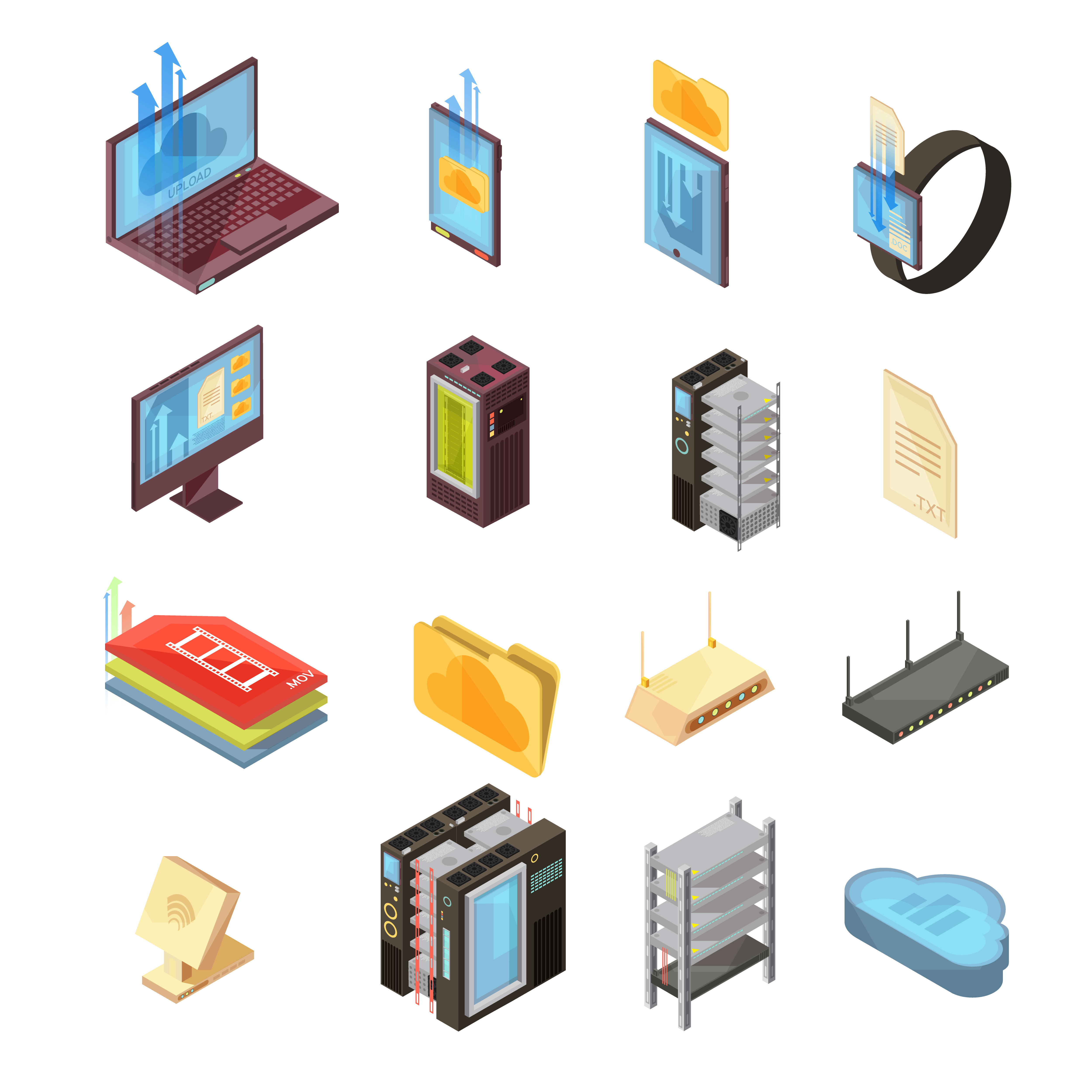 Data Cloud Isometric Set 475679 Vector Art at Vecteezy