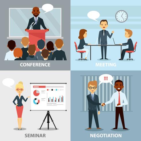 Business Pofessionals Presenting Ideas Flat Collection 476506 Vector ...