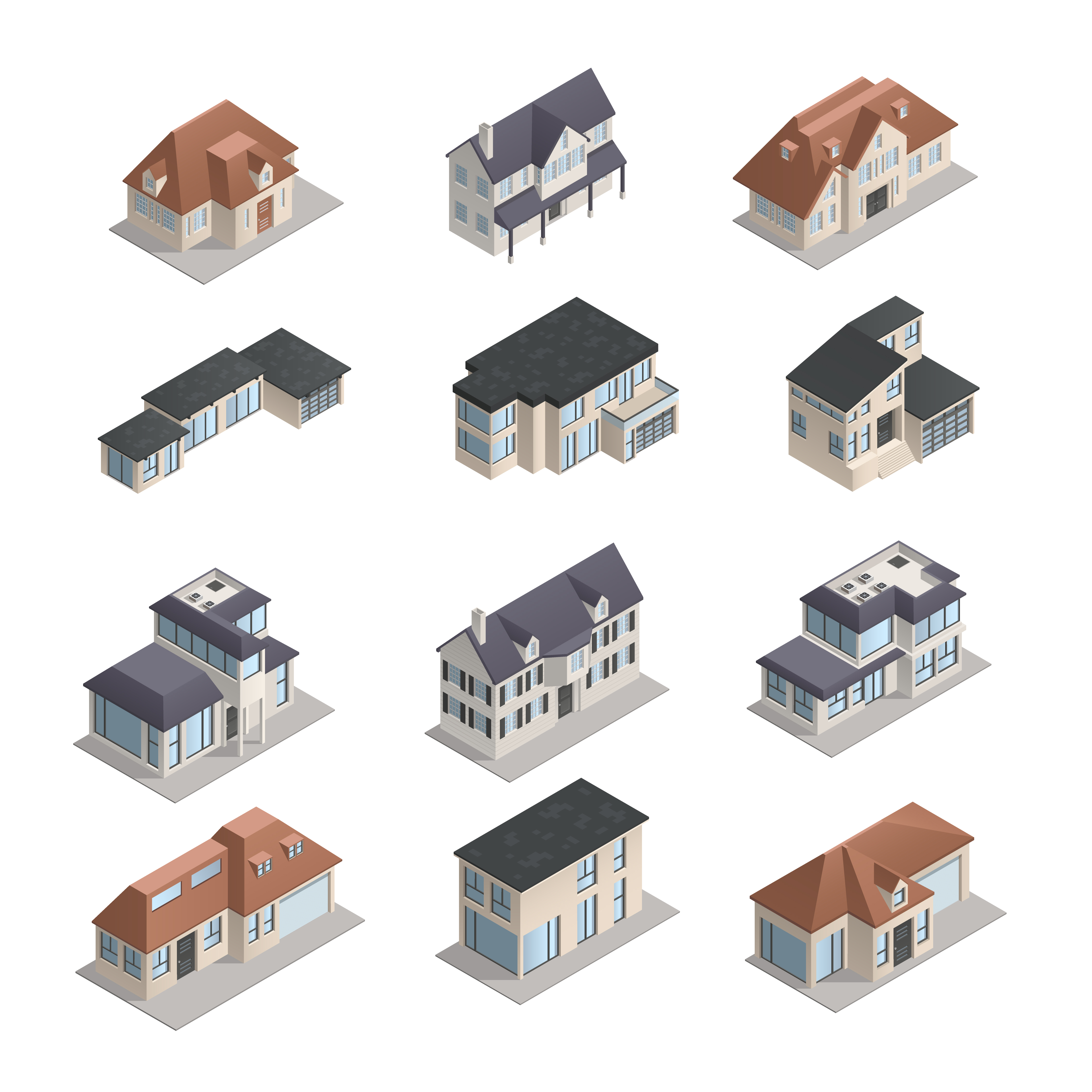 Isometric Suburban House Set 477038 Vector Art at Vecteezy