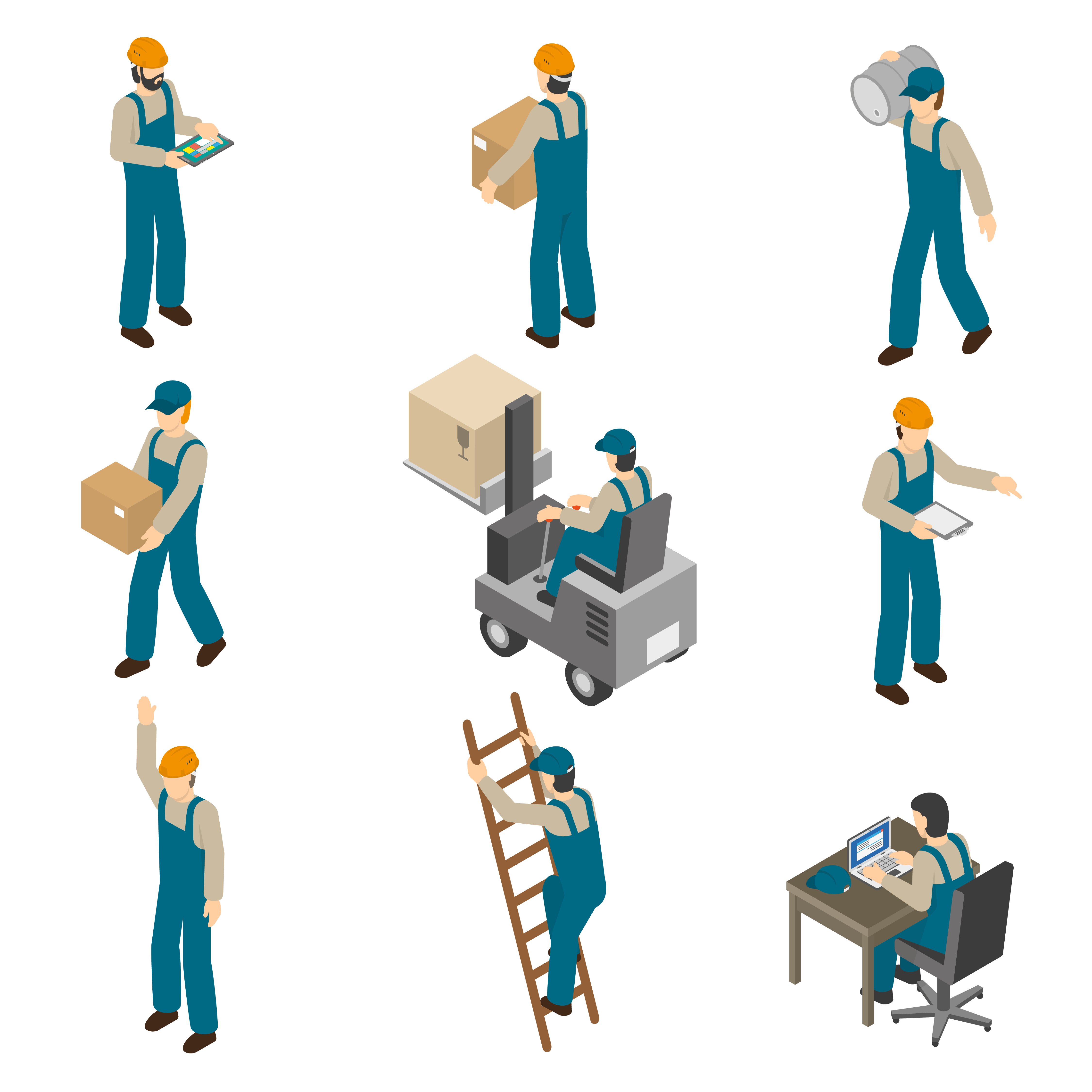Delivery Man Isometric Icons Set 477075 Vector Art at Vecteezy