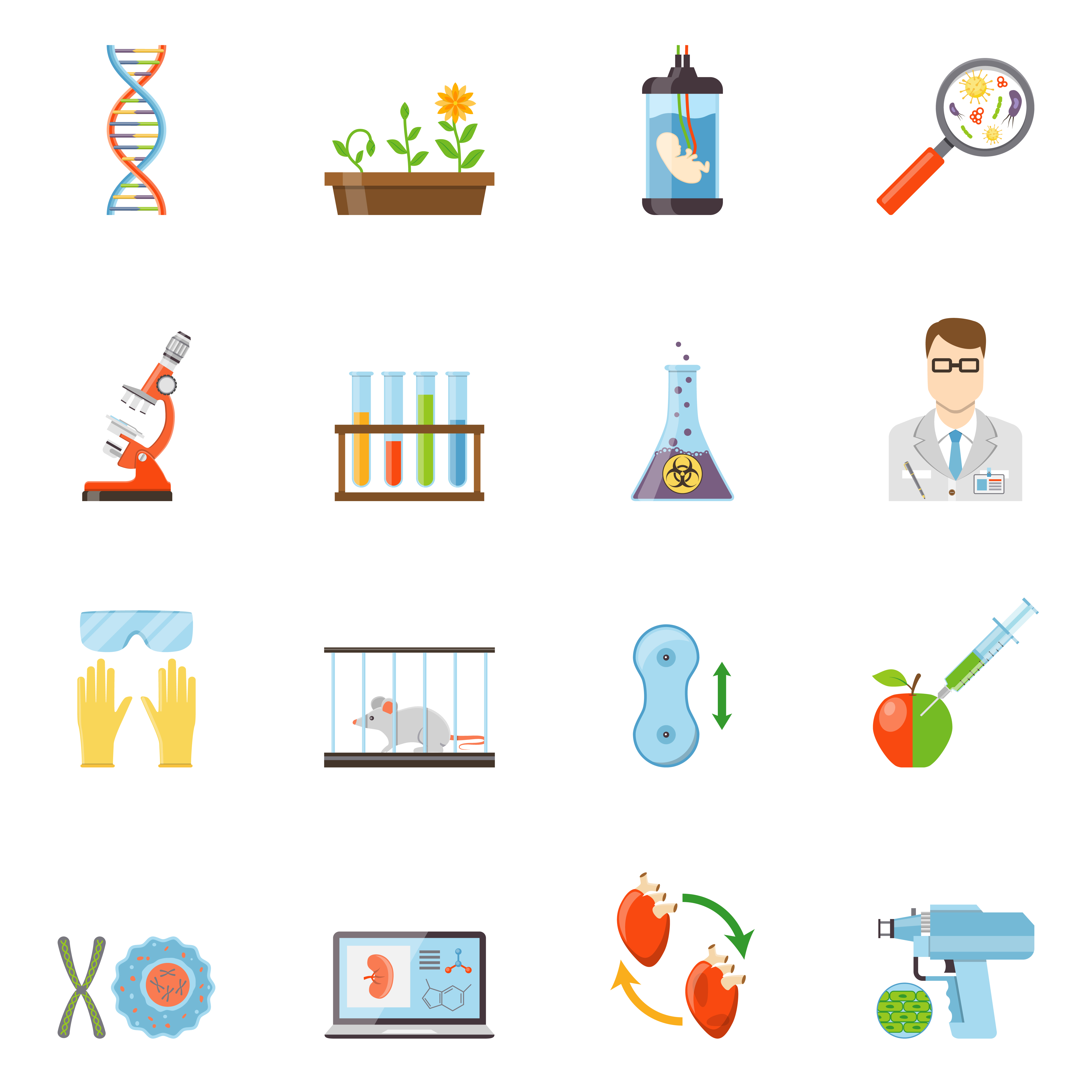 Biotechnology And Genetics Color Icons 477438 Vector Art At Vecteezy