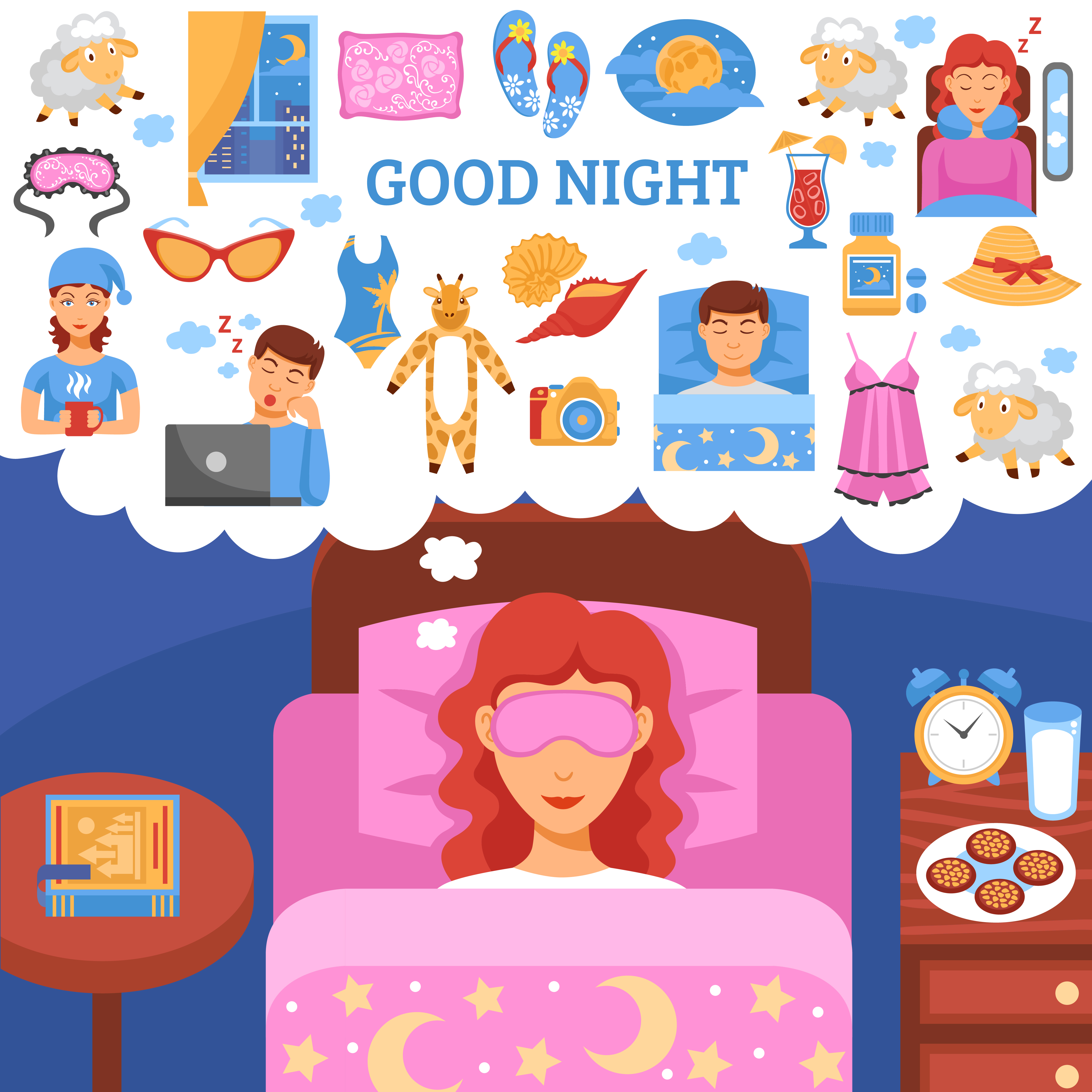 Healthy Night Sleep Tips Flat Poster 477574 Vector Art at Vecteezy Healthy Night Sleep Tips Flat Poster 477574 Vector Art at Vecteezy
