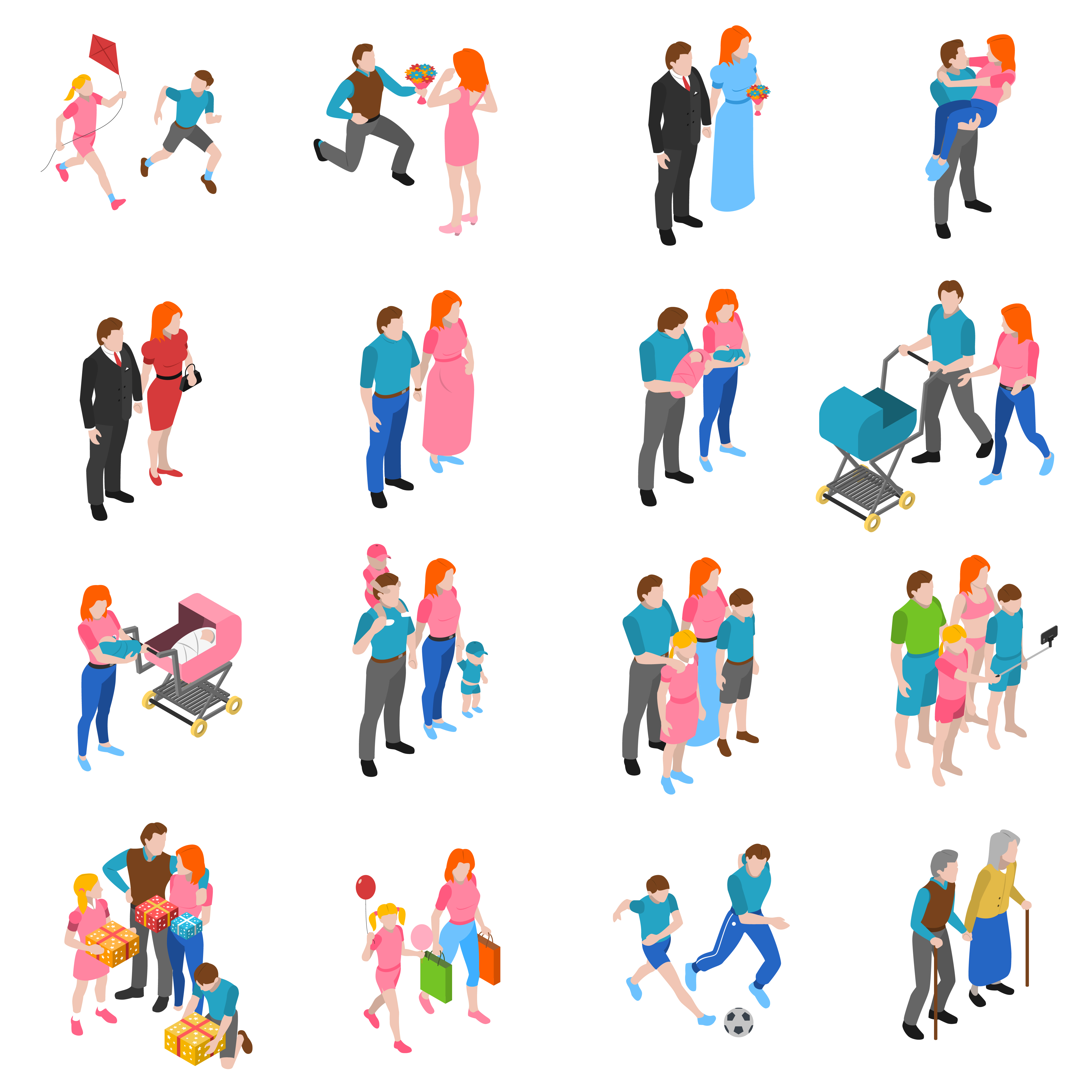 Family people Isometric Icons Set 477762 Vector Art at Vecteezy Family people Isometric Icons Set 477762 Vector Art at Vecteezy