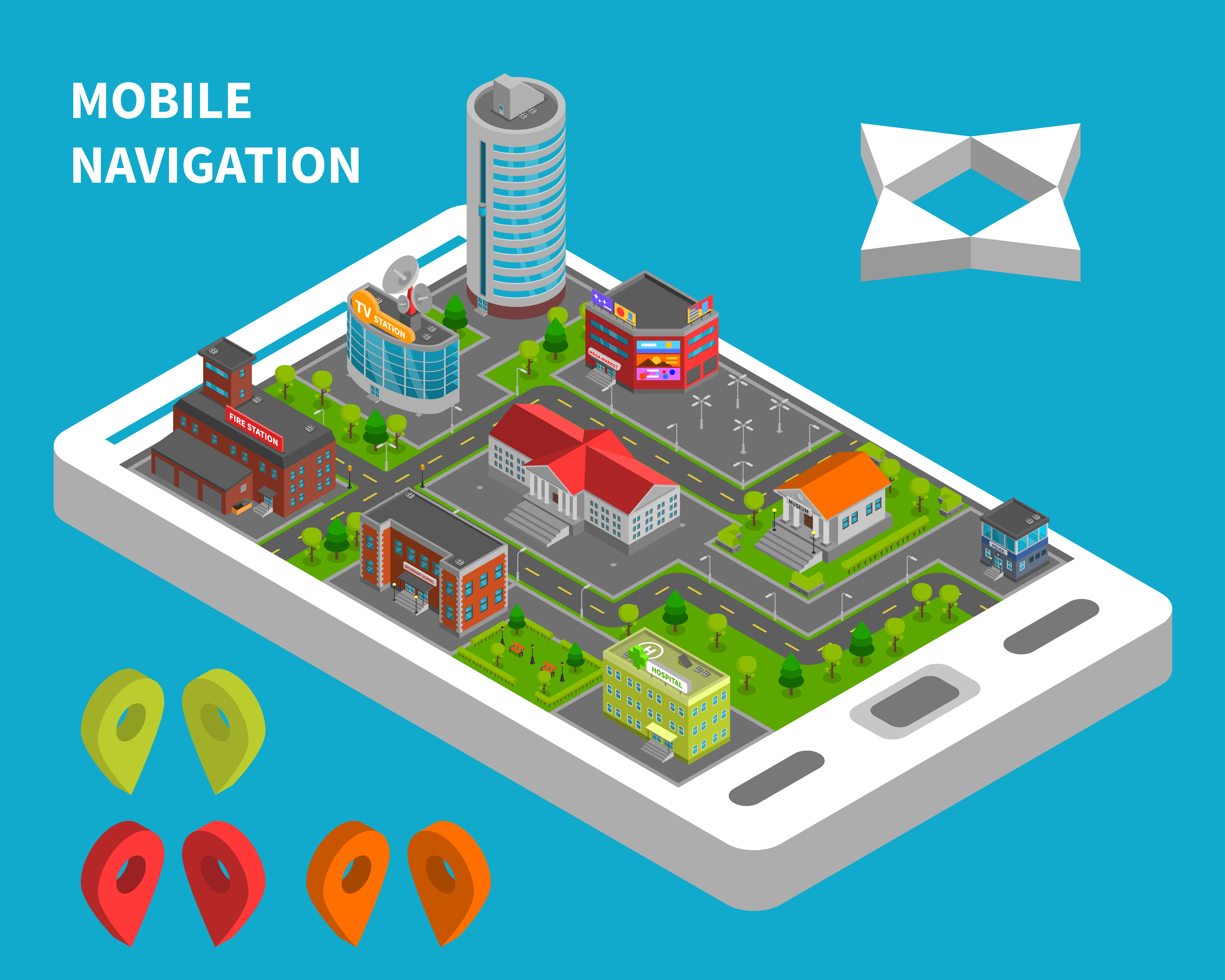 Mobile Navigation Isometric Concept 477956 Vector Art At Vecteezy