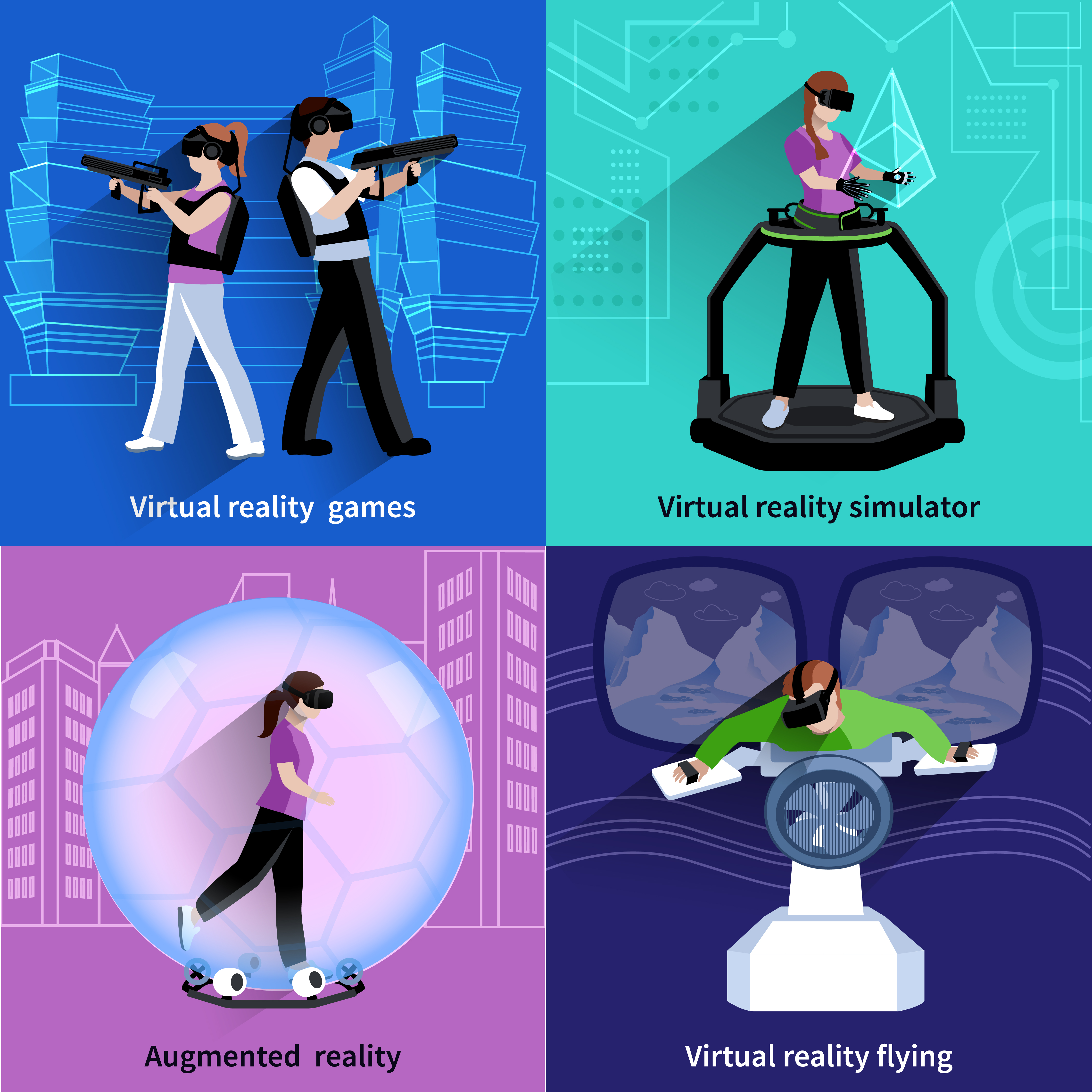 Virtual Augmented Reality 4 Icons Square 478043 Vector Art at Vecteezy Virtual Augmented Reality 4 Icons Square 478043 Vector Art at Vecteezy