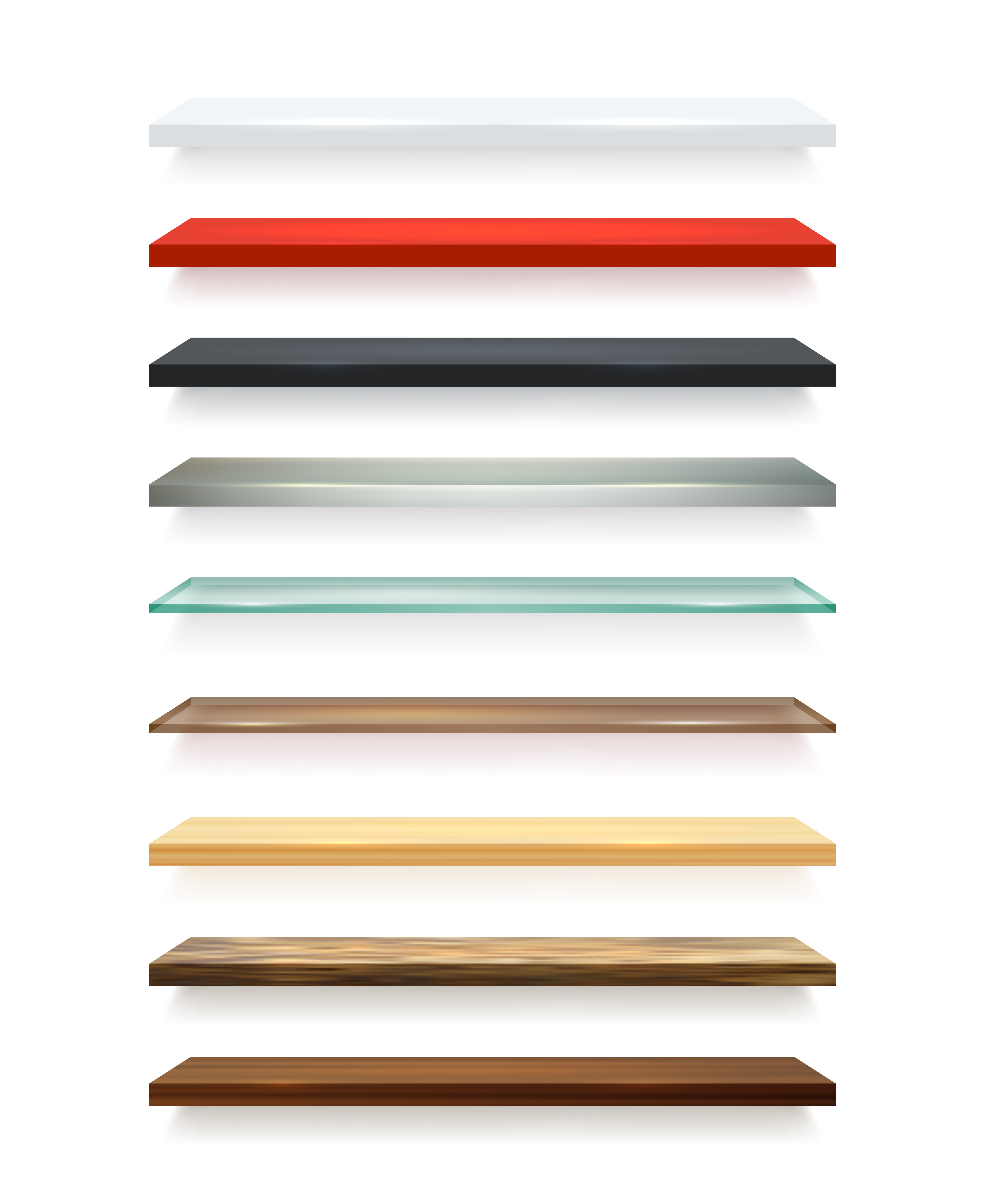 Realistic Shelves Set 478220 Vector Art at Vecteezy