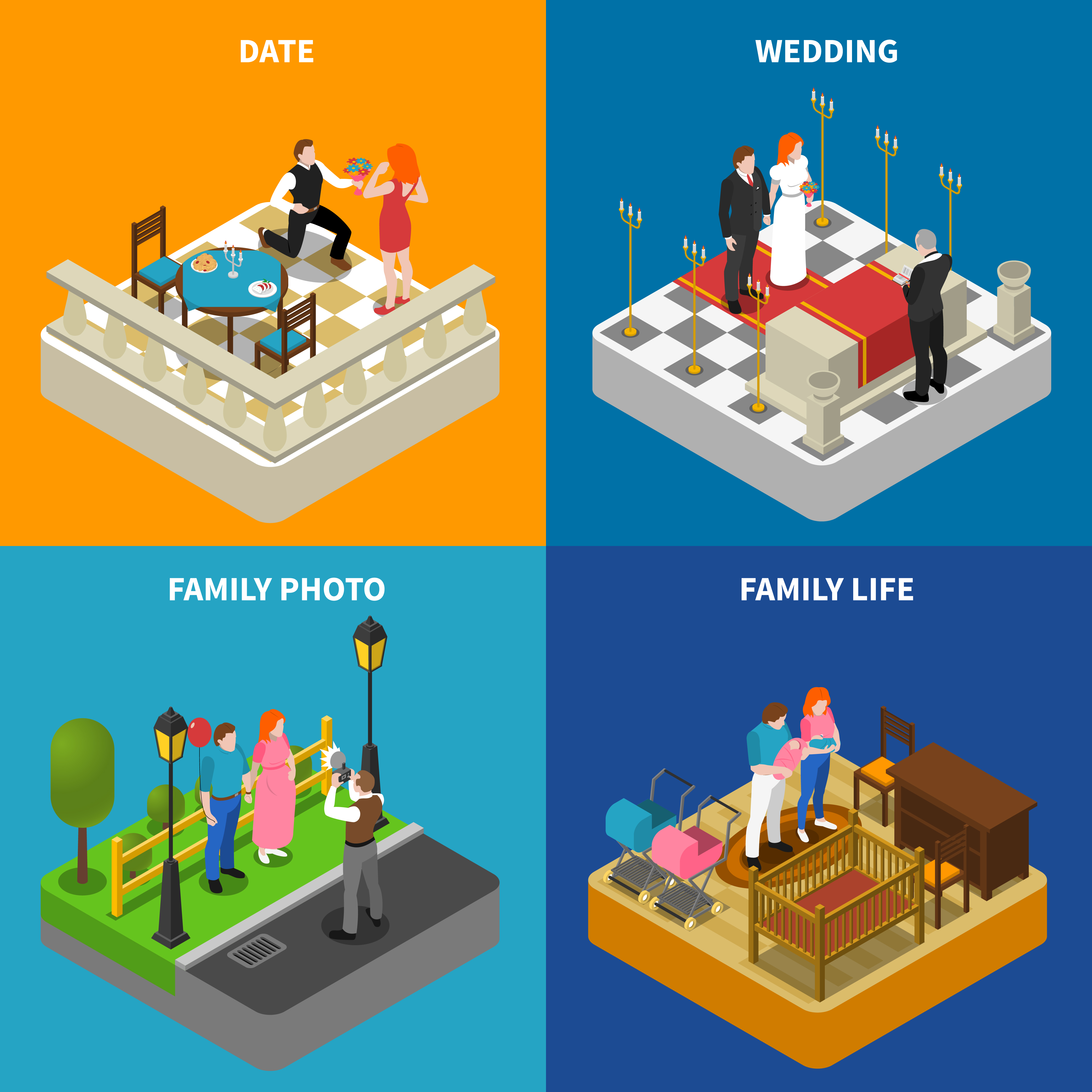 Family 4 Isometric Icons Square Banner 478471 Vector Art at Vecteezy Family 4 Isometric Icons Square Banner 478471 Vector Art at Vecteezy