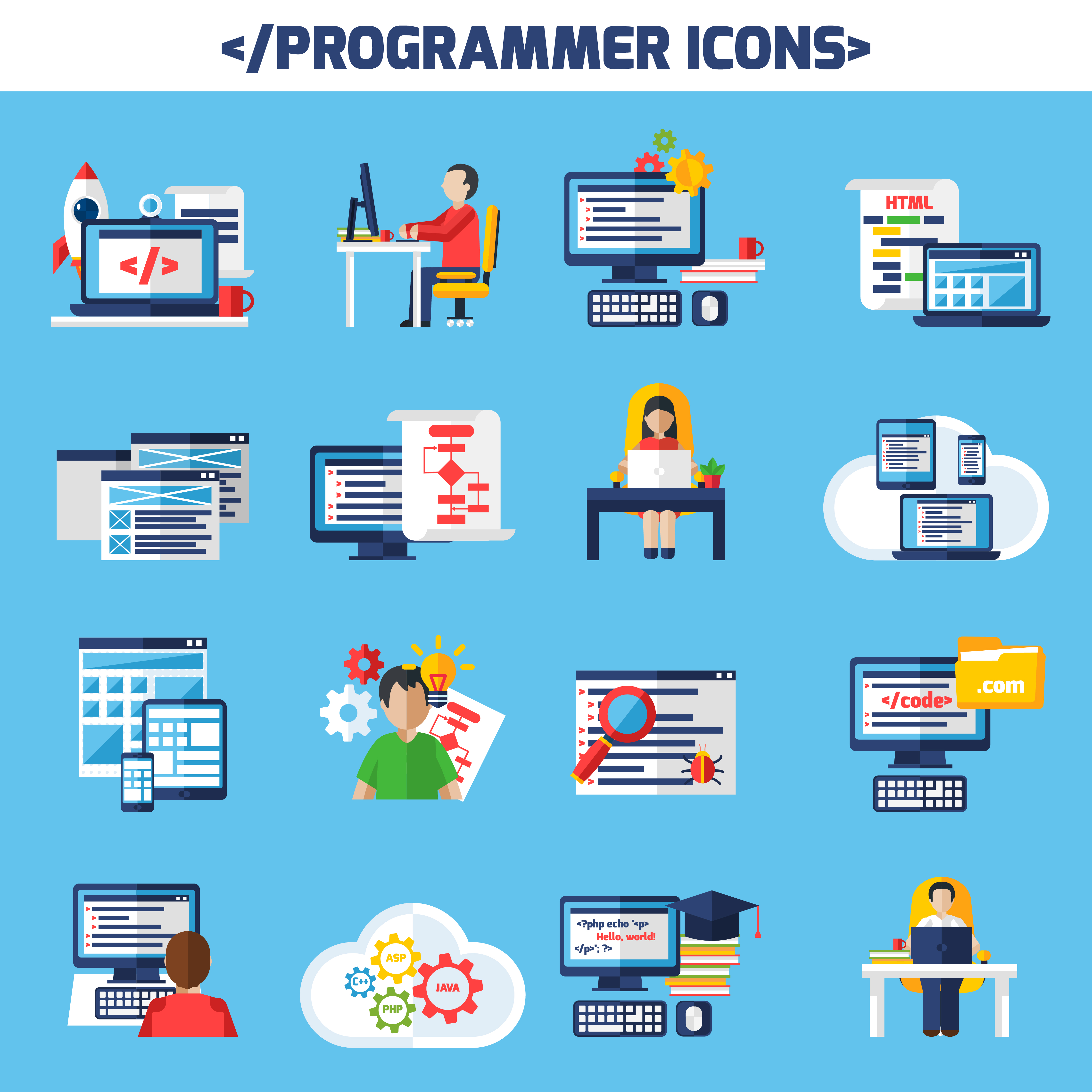 Programmer Flat Color Decorative Icons Set 478516 Vector Art at Vecteezy Programmer Flat Color Decorative Icons Set 478516 Vector Art at Vecteezy