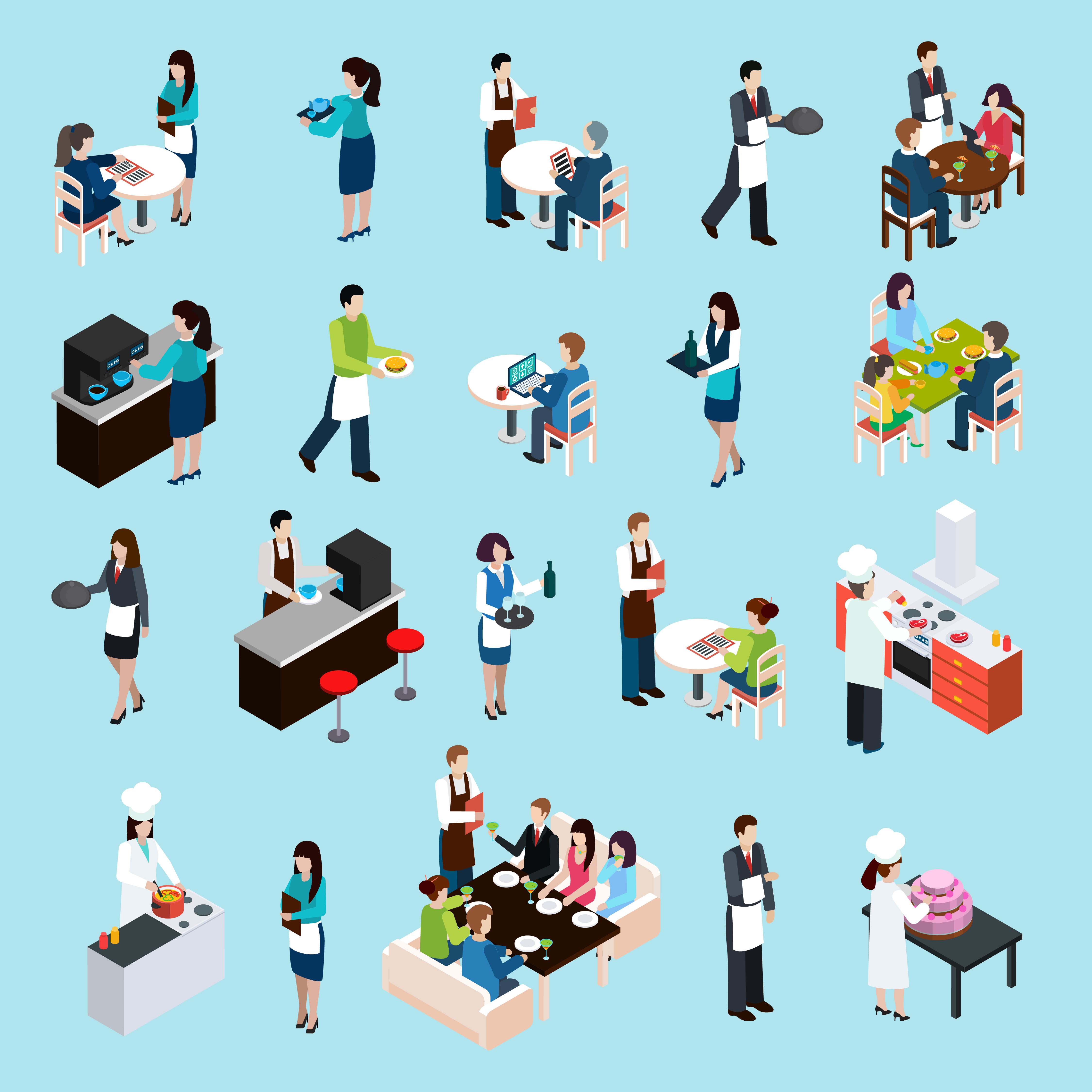 Restaurant Bar People Isometric Icons Set 478795 Vector Art at Vecteezy Restaurant Bar People Isometric Icons Set 478795 Vector Art at Vecteezy