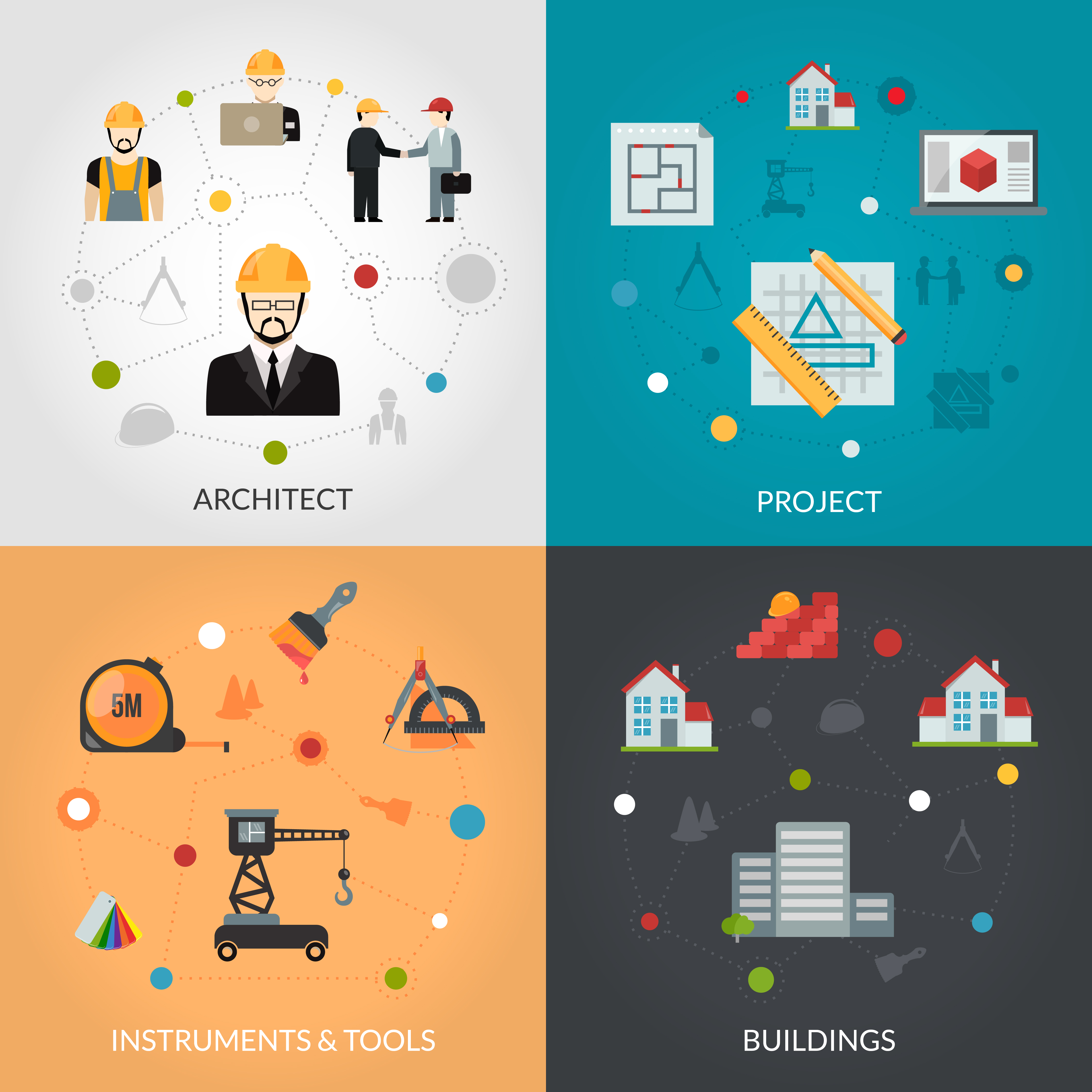 Architect flat set 478940 Vector Art at Vecteezy