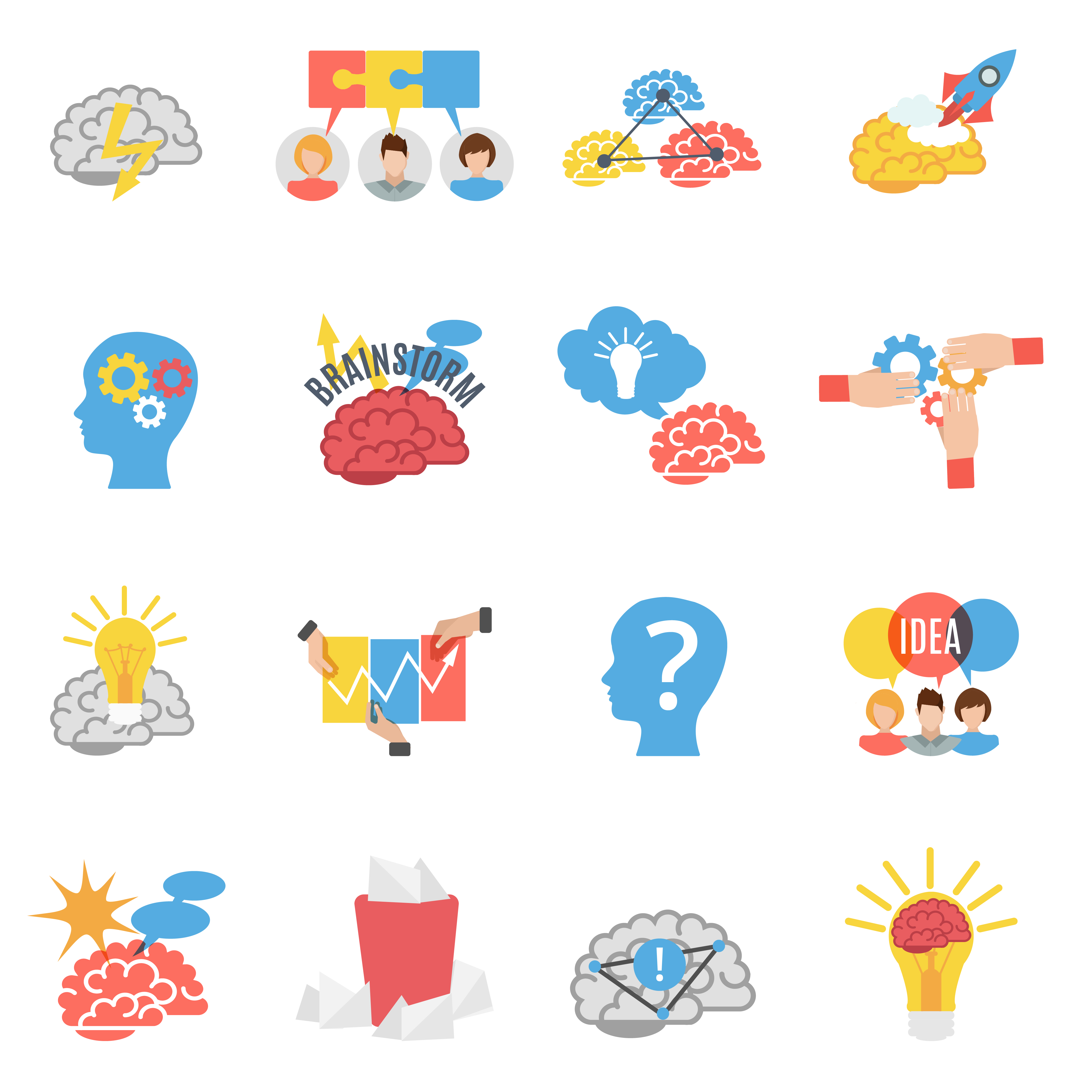 Brainstorm Creative Flat Icons Set 479234 Vector Art at Vecteezy Brainstorm Creative Flat Icons Set 479234 Vector Art at Vecteezy