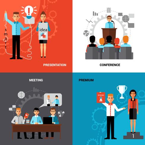 Business People 4 Flat Icons Composition 479287 Vector Art at Vecteezy