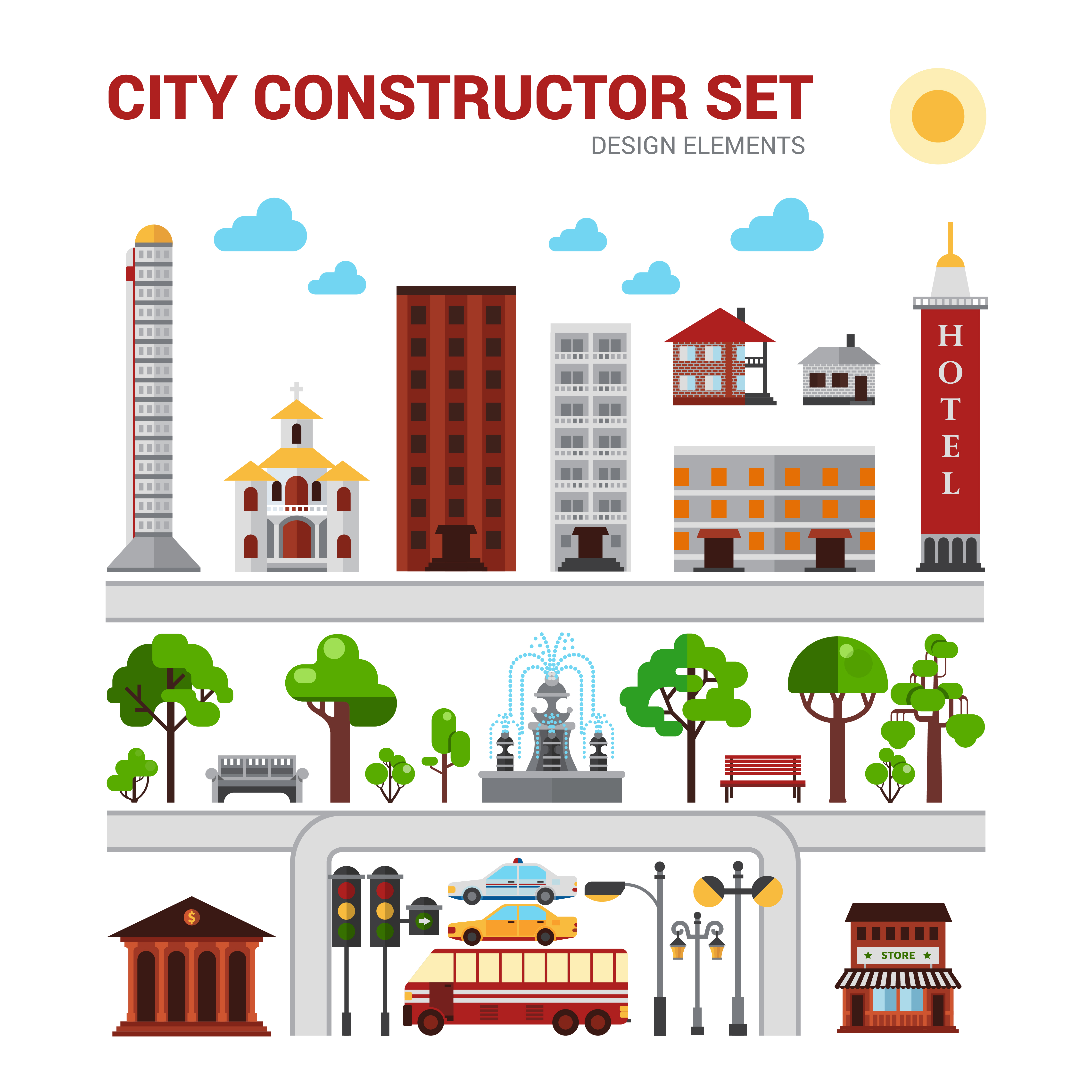 City Constructor Set 479310 Vector Art at Vecteezy