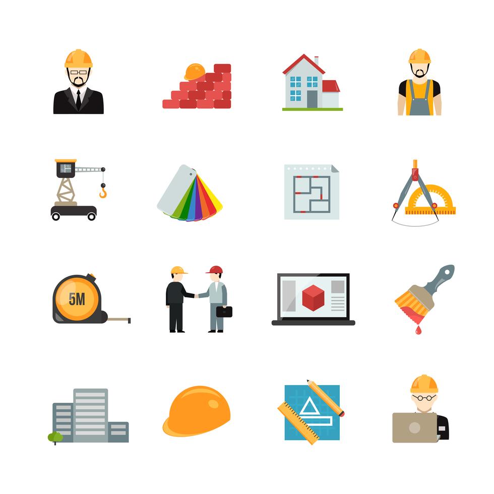 Architect icons set 479316 Vector Art at Vecteezy