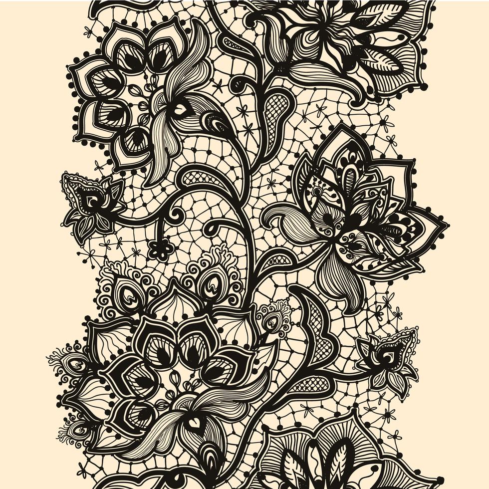Abstract lace ribbon seamless pattern with elements flowers. Template ...