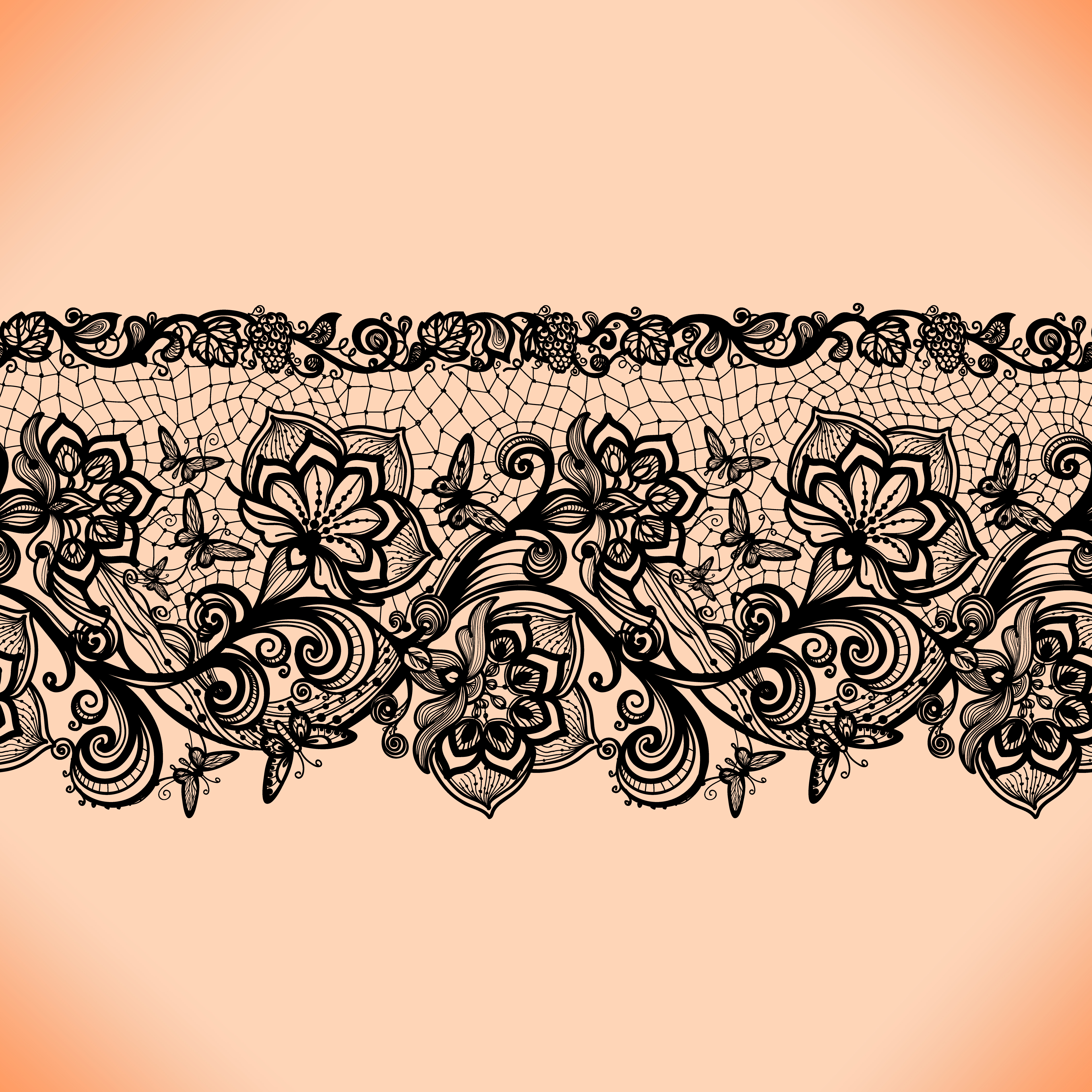 Abstract seamless lace pattern with flowers and butterflies. 479998 ...