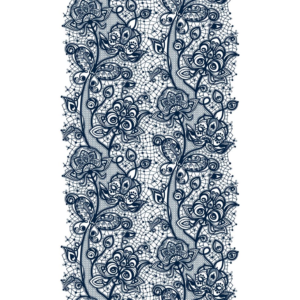 Abstract lace ribbon seamless pattern with elements flowers. Template ...