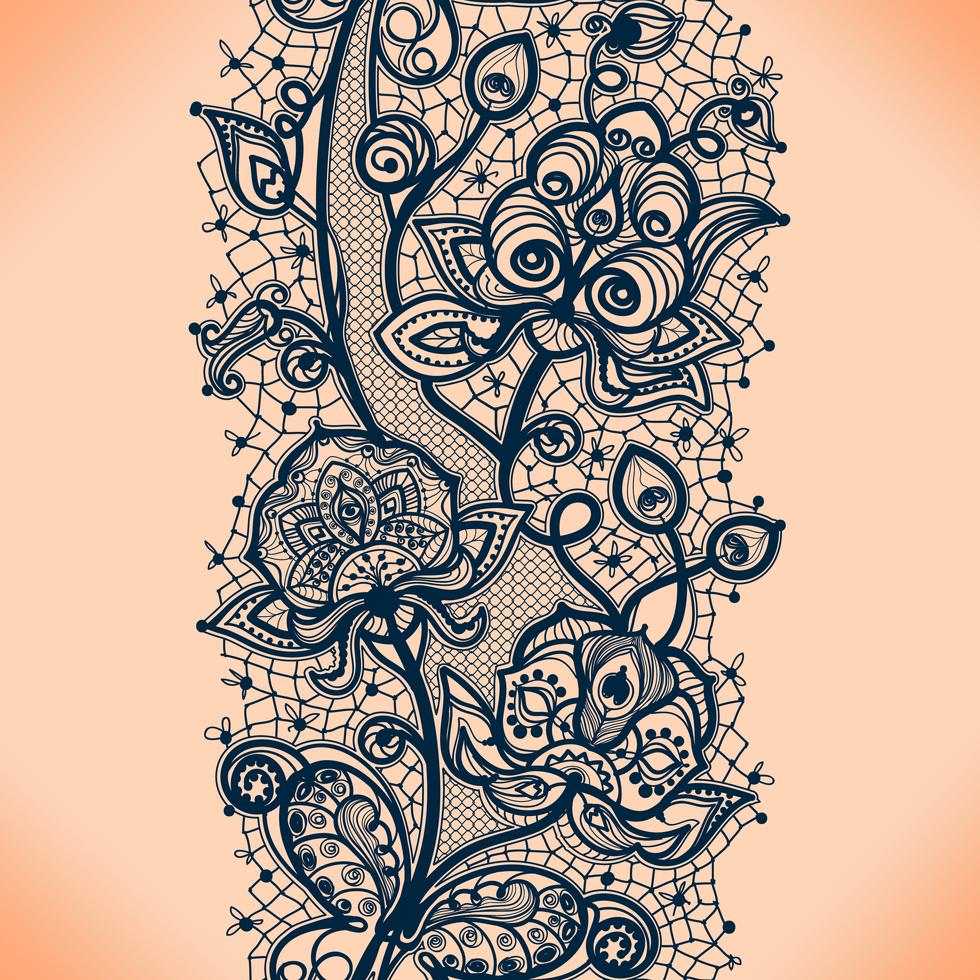 Abstract lace ribbon seamless pattern with elements flowers. Template ...