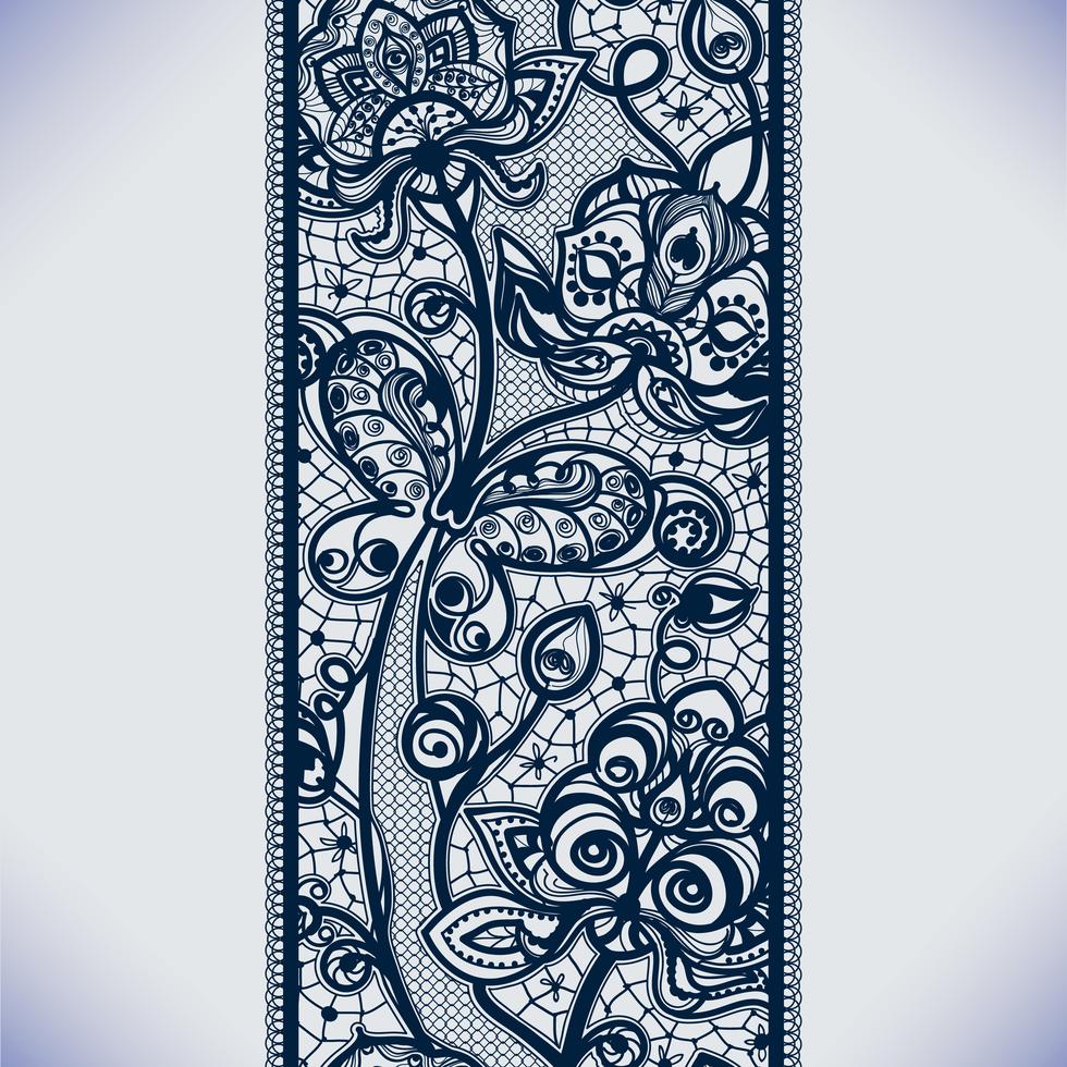 Abstract lace ribbon seamless pattern with elements flowers. Template ...