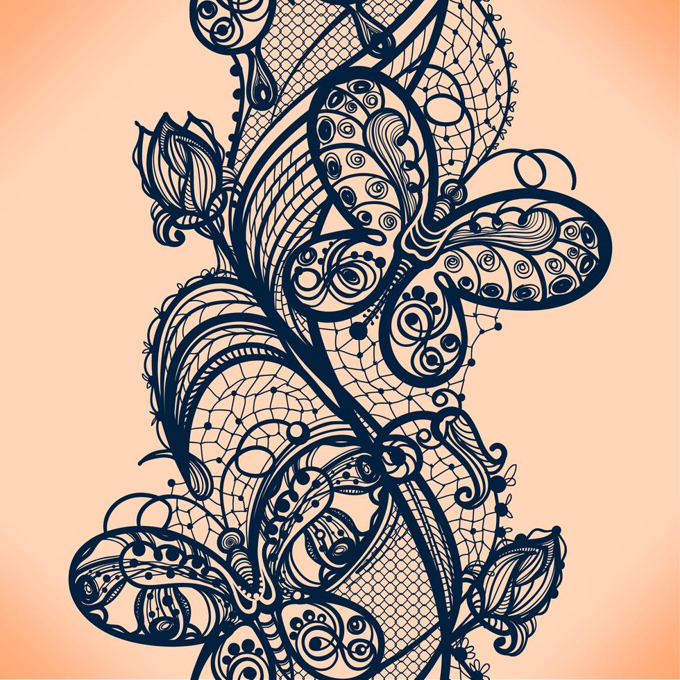 Abstract lace ribbon seamless pattern with elements flowers. Template ...