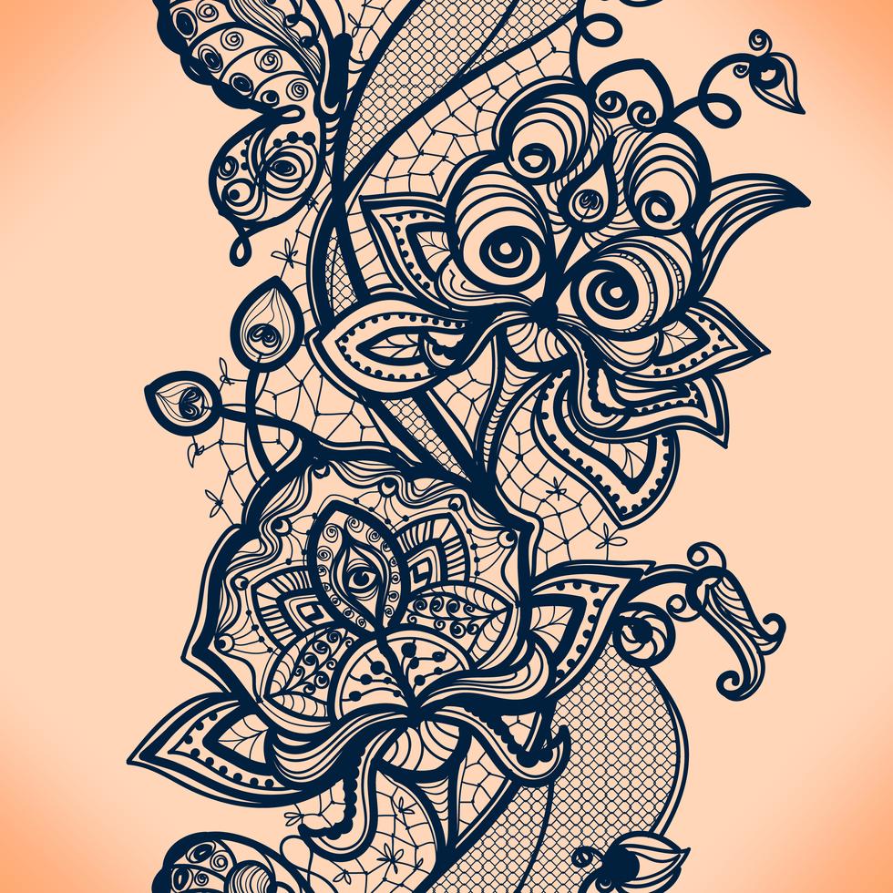 Abstract lace ribbon seamless pattern with elements flowers. Template ...